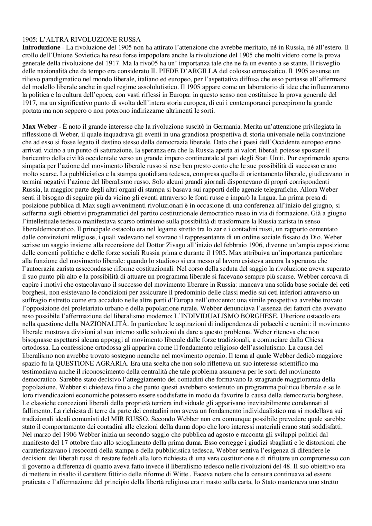1905: l'altra rivoluzione russa, a cura di Giulia Lami - Docsity