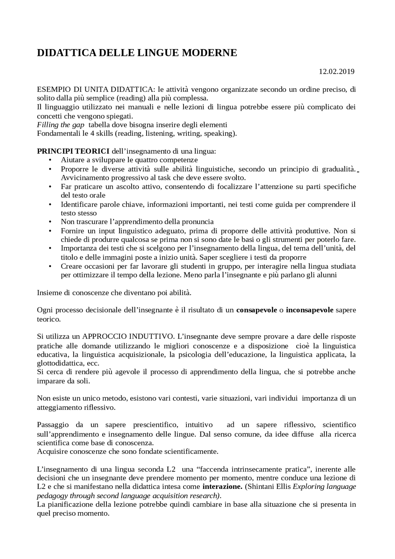 Didattica Delle Lingue Moderne Appunti Di Didattica Generale E
