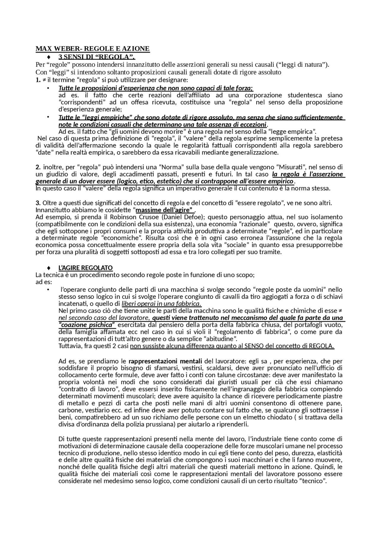 Riassunto Testo Regole E Azione Di Max Weber Docsity