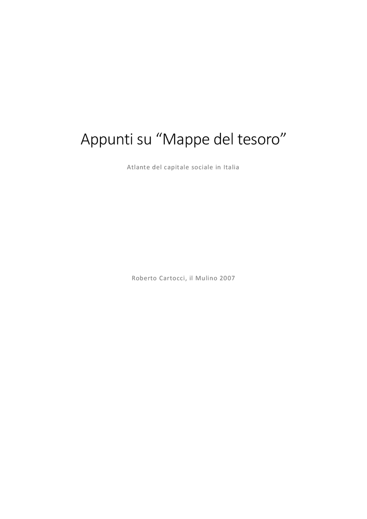 Appunti Su Mappe Del Tesoro Di Roberto Cartocci Docsity