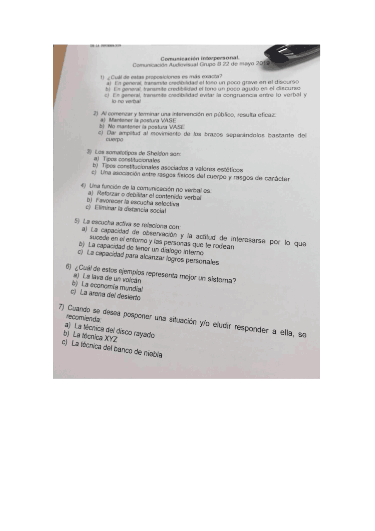 Examen comunicación interpersonal - Docsity