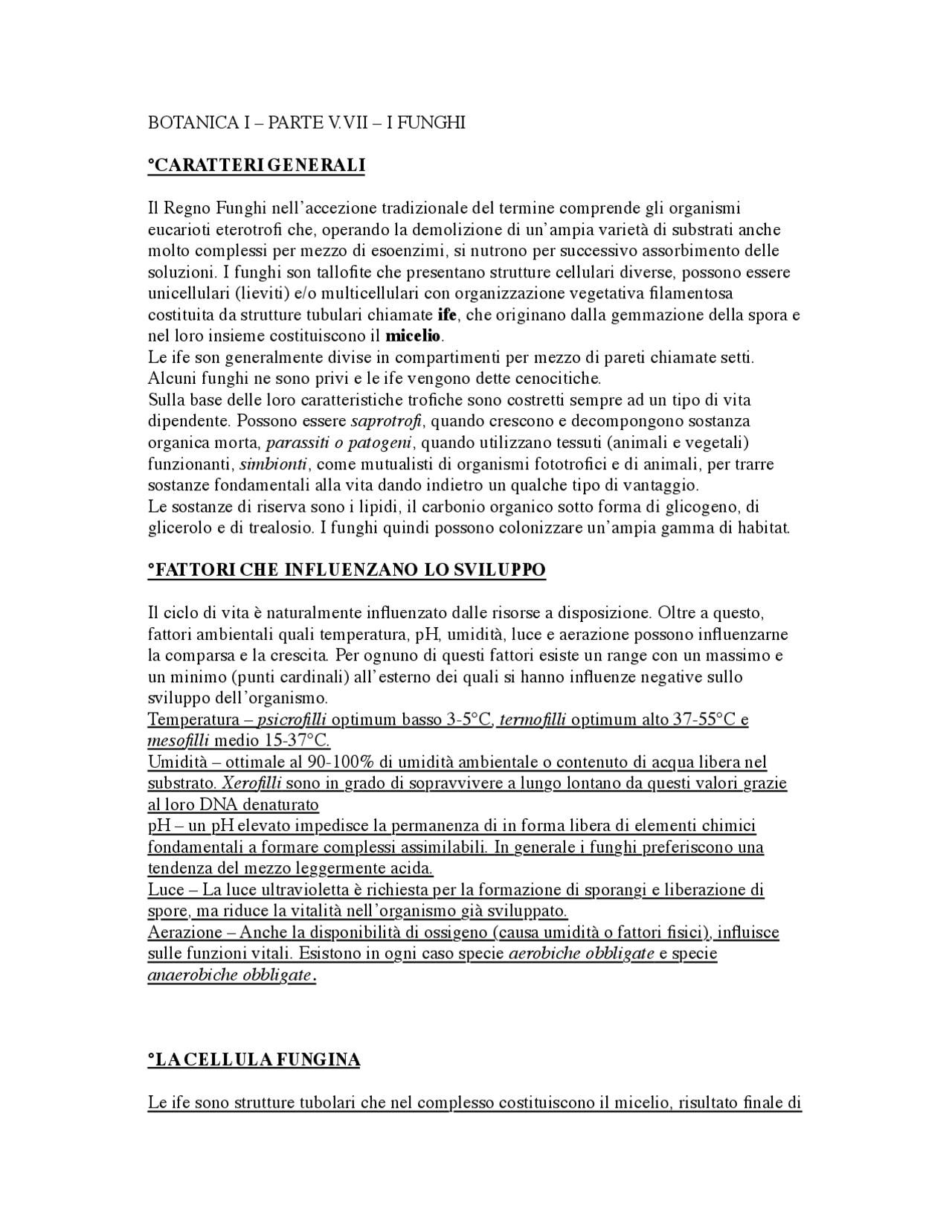 Botanica Generale I Funghi Docsity
