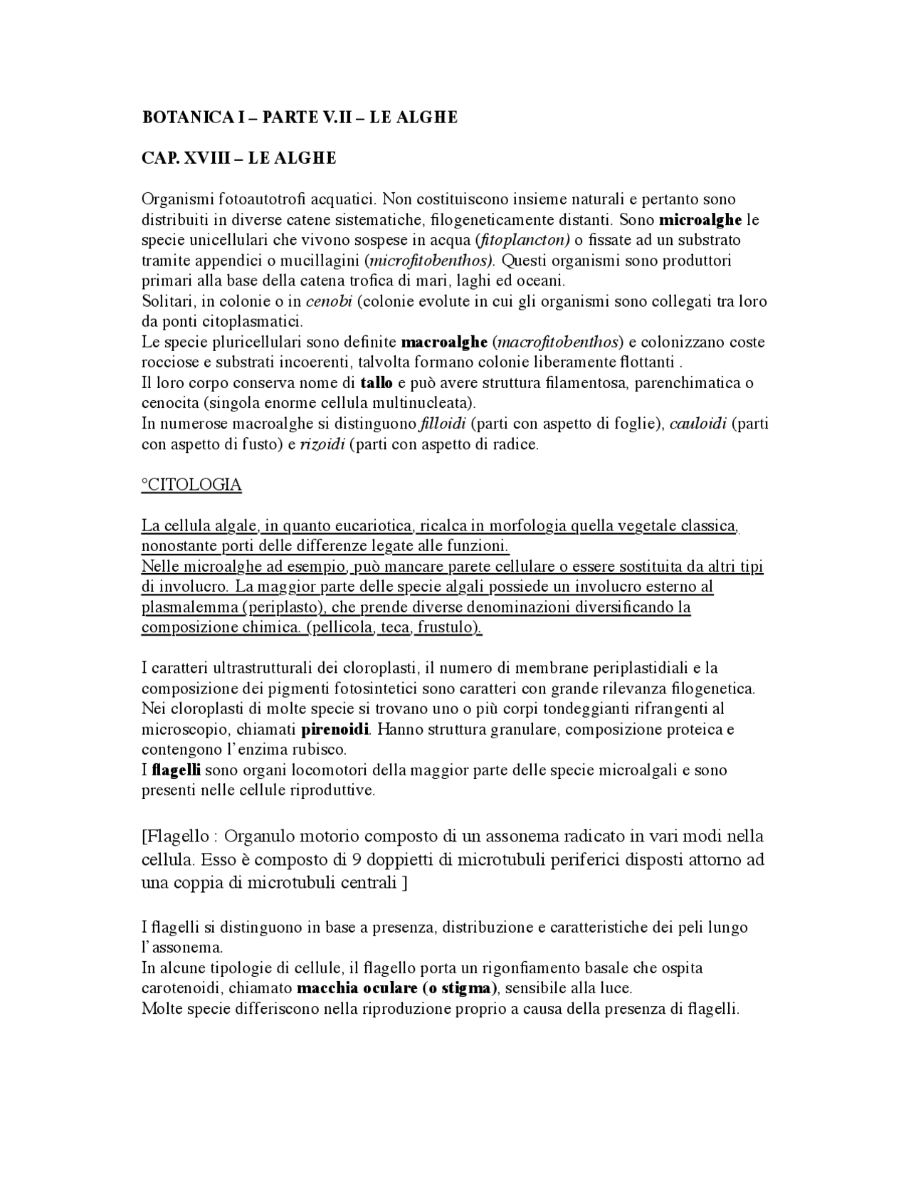 Botanica Generale Le Alghe Docsity