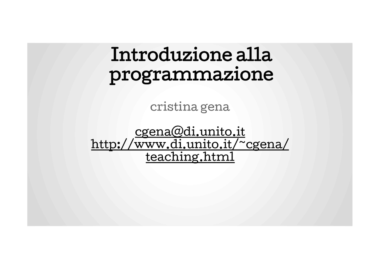 Introduzione Programmazione Docsity