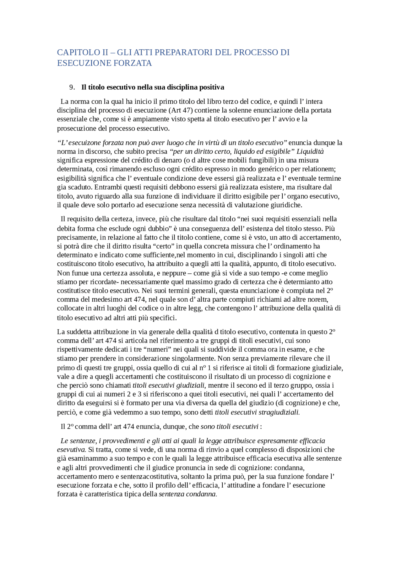 Capitolo Ii Esecuzione Docsity