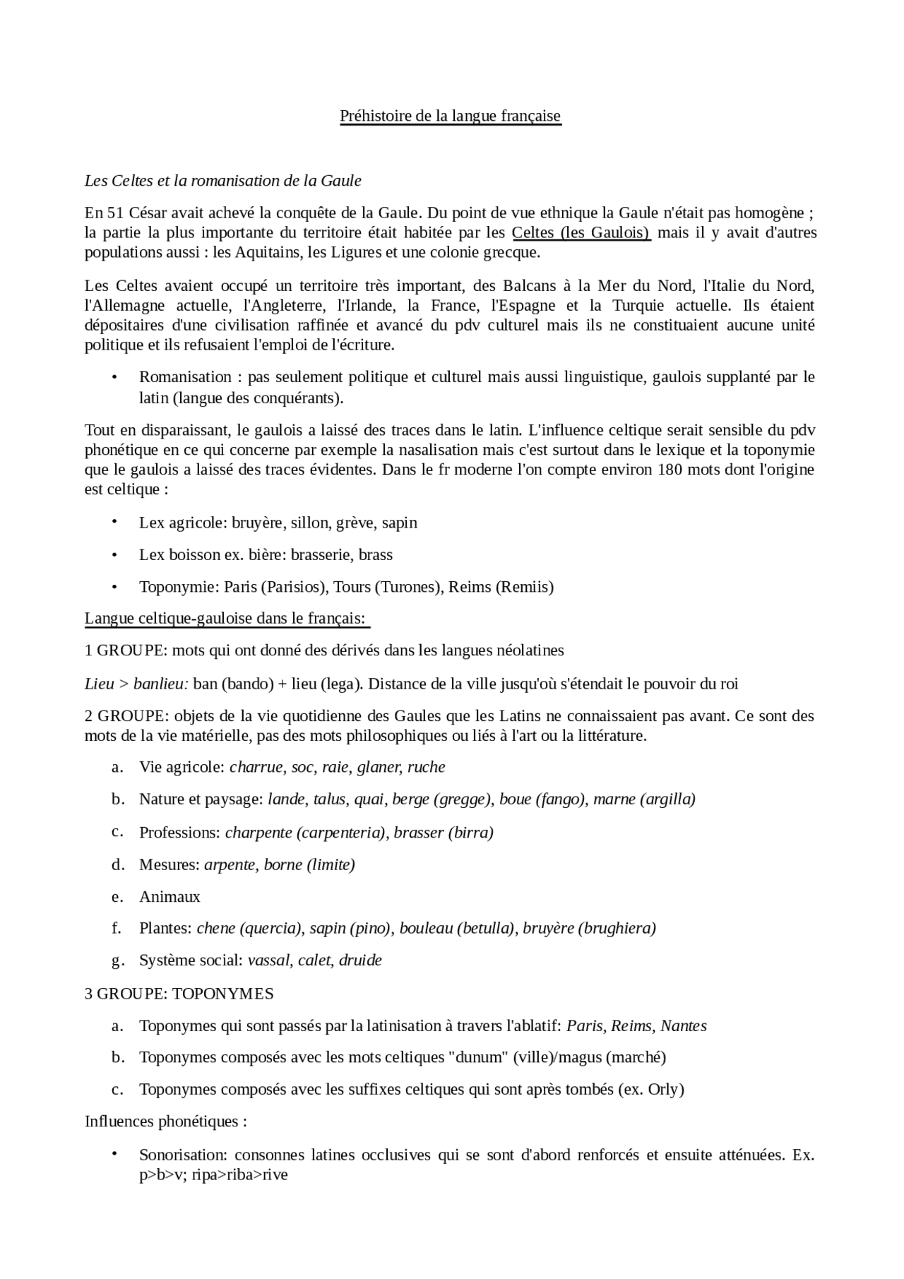 Storia Della Lingua Francese Docsity