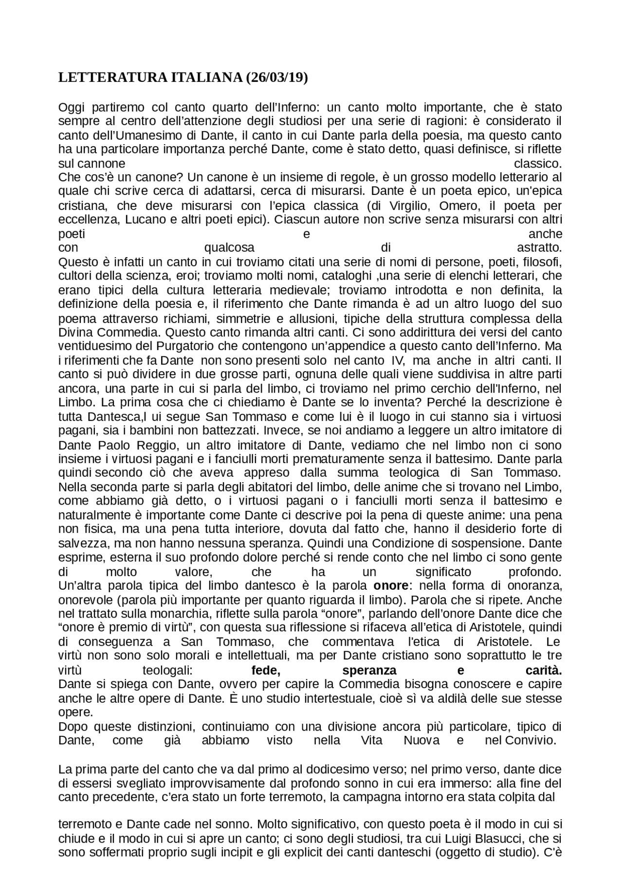 Divina Commedia canto IV INFERNO - Docsity