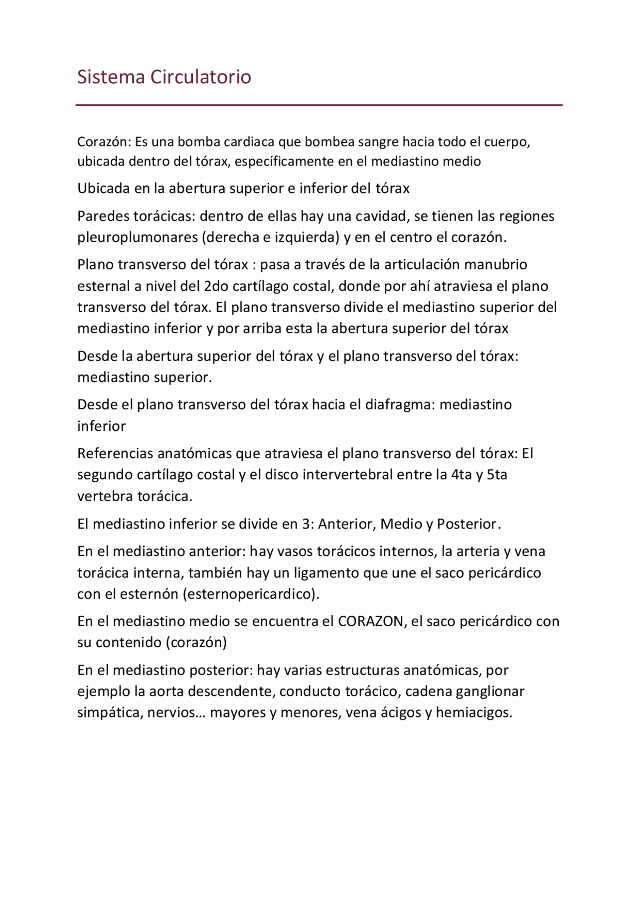 Sistema Circulatorio Docsity