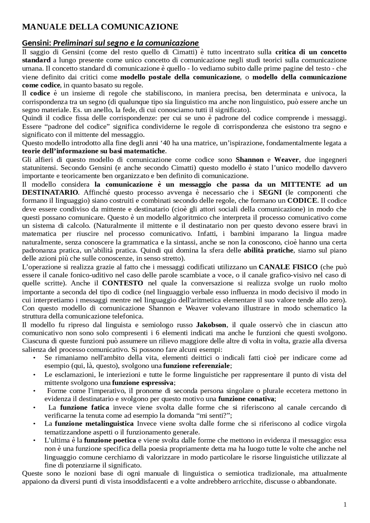 Manuale Della Comunicazione Gensini Docsity
