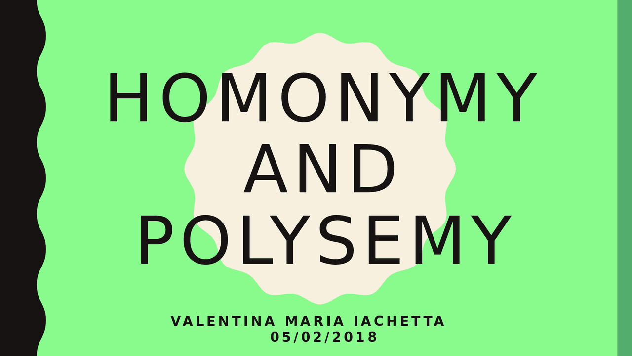 HOMONYMS IN ENGLISH LANGUAGE - Docsity