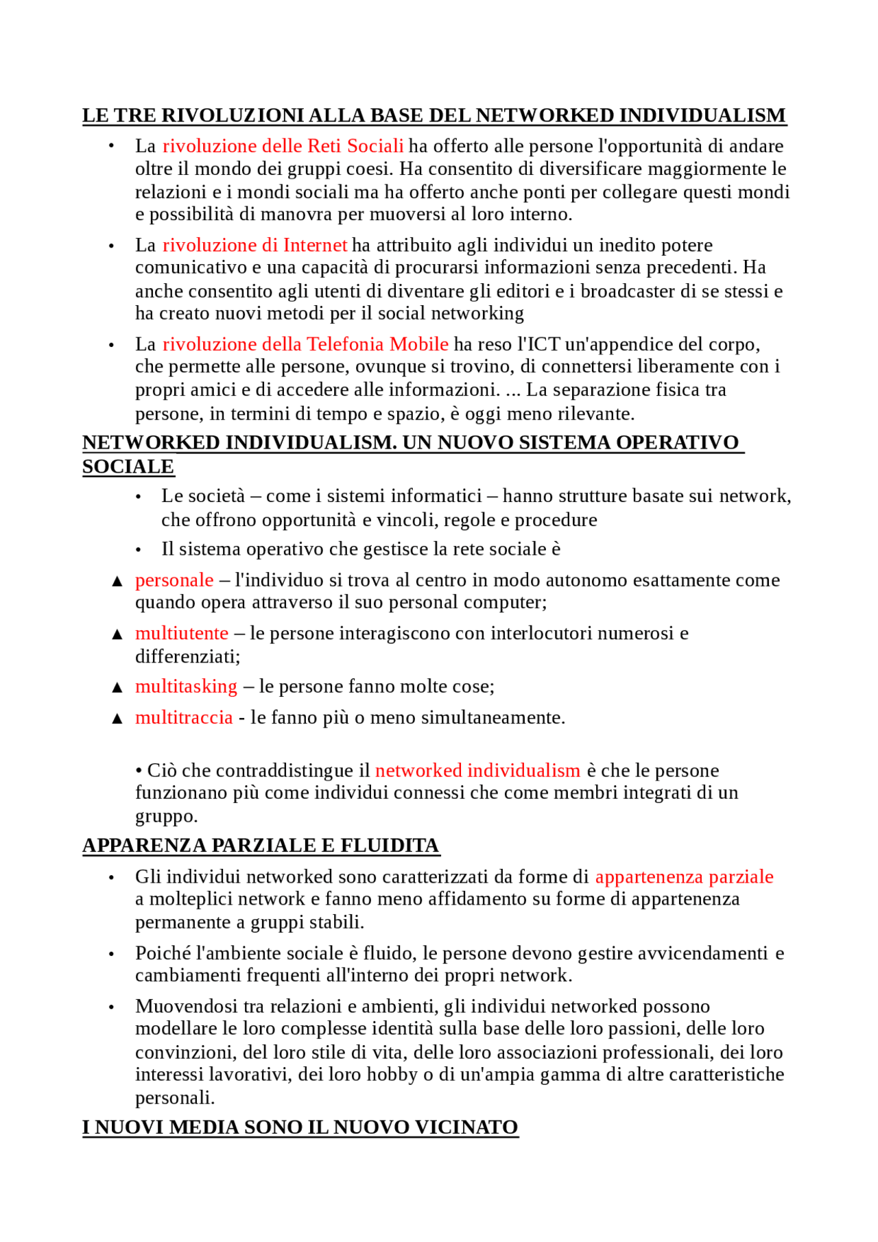 Networked Riassunto Libro Docsity