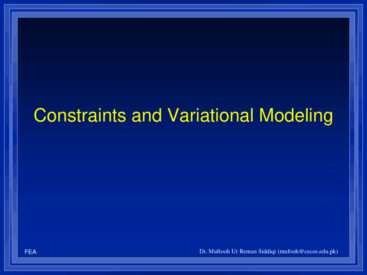 Finite Elements Analysis By Dr Maftooh Ur Rehman Docsity