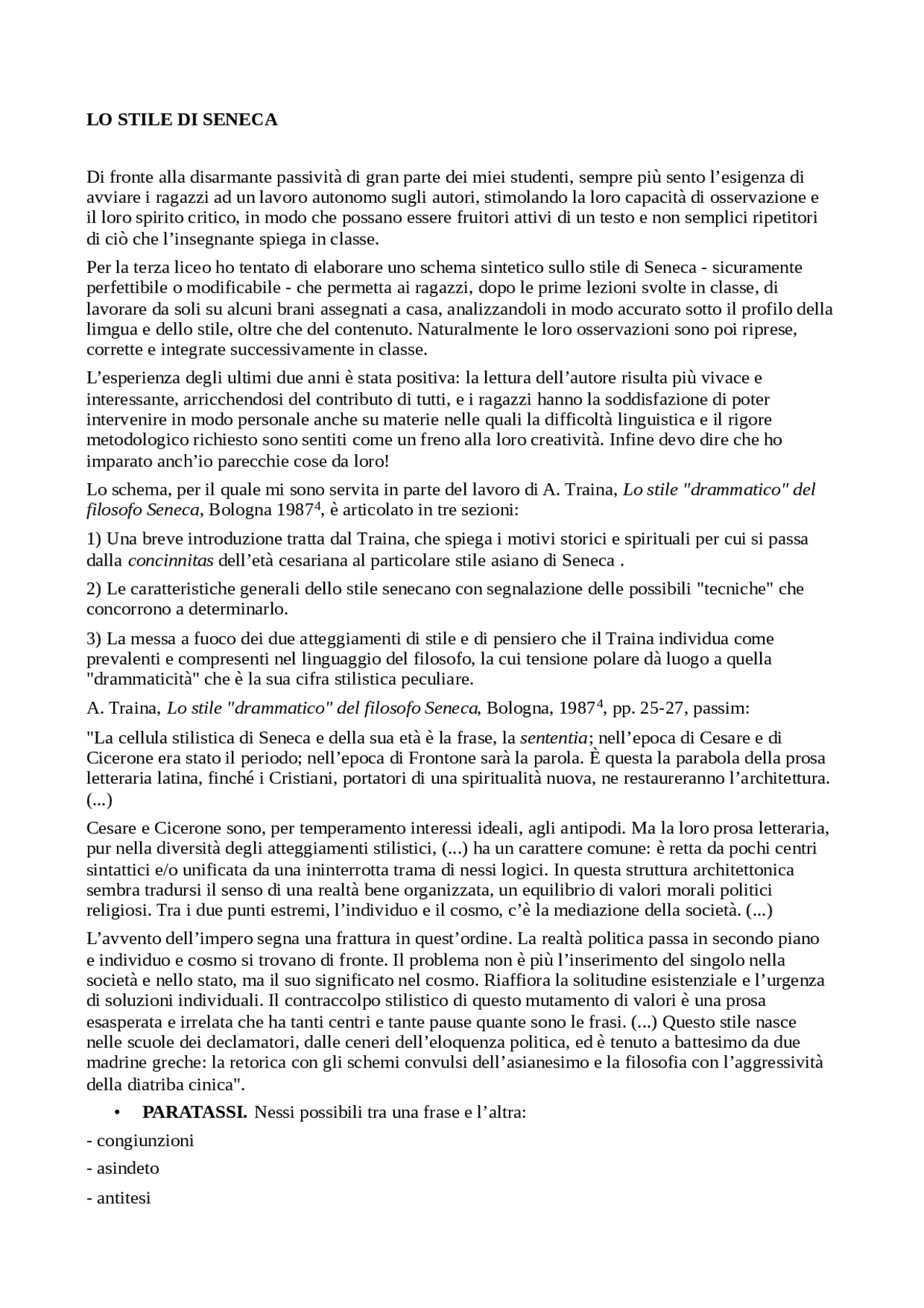 Lo stile "sentenzioso" di Seneca - Docsity