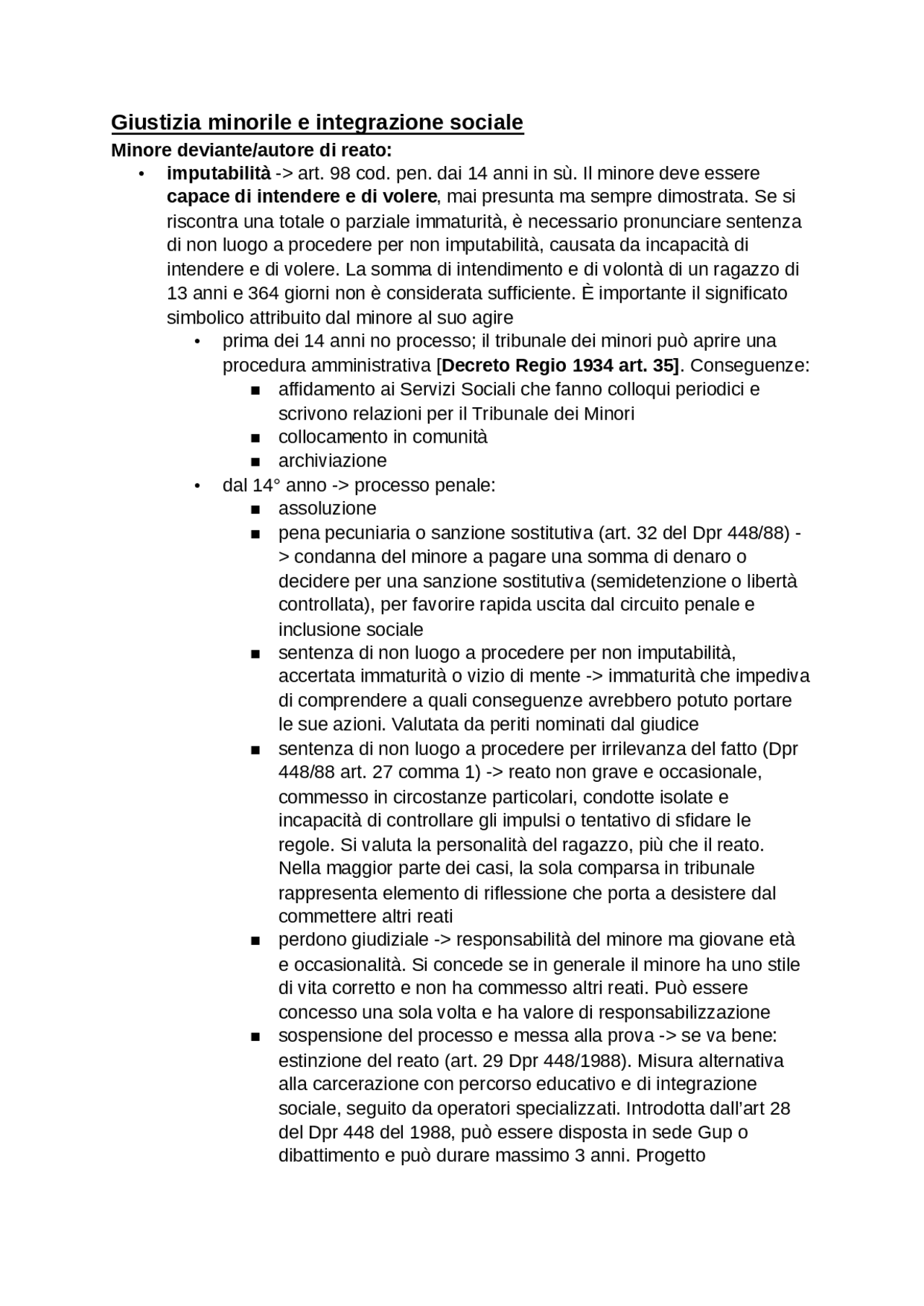 Giustizia Minorile E Integrazione Sociale Docsity