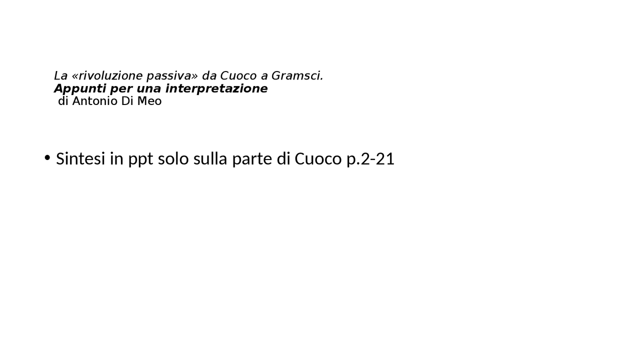 La Rivoluzione Passiva Vincenzo Cuoco Appunti Di Letteratura Docsity