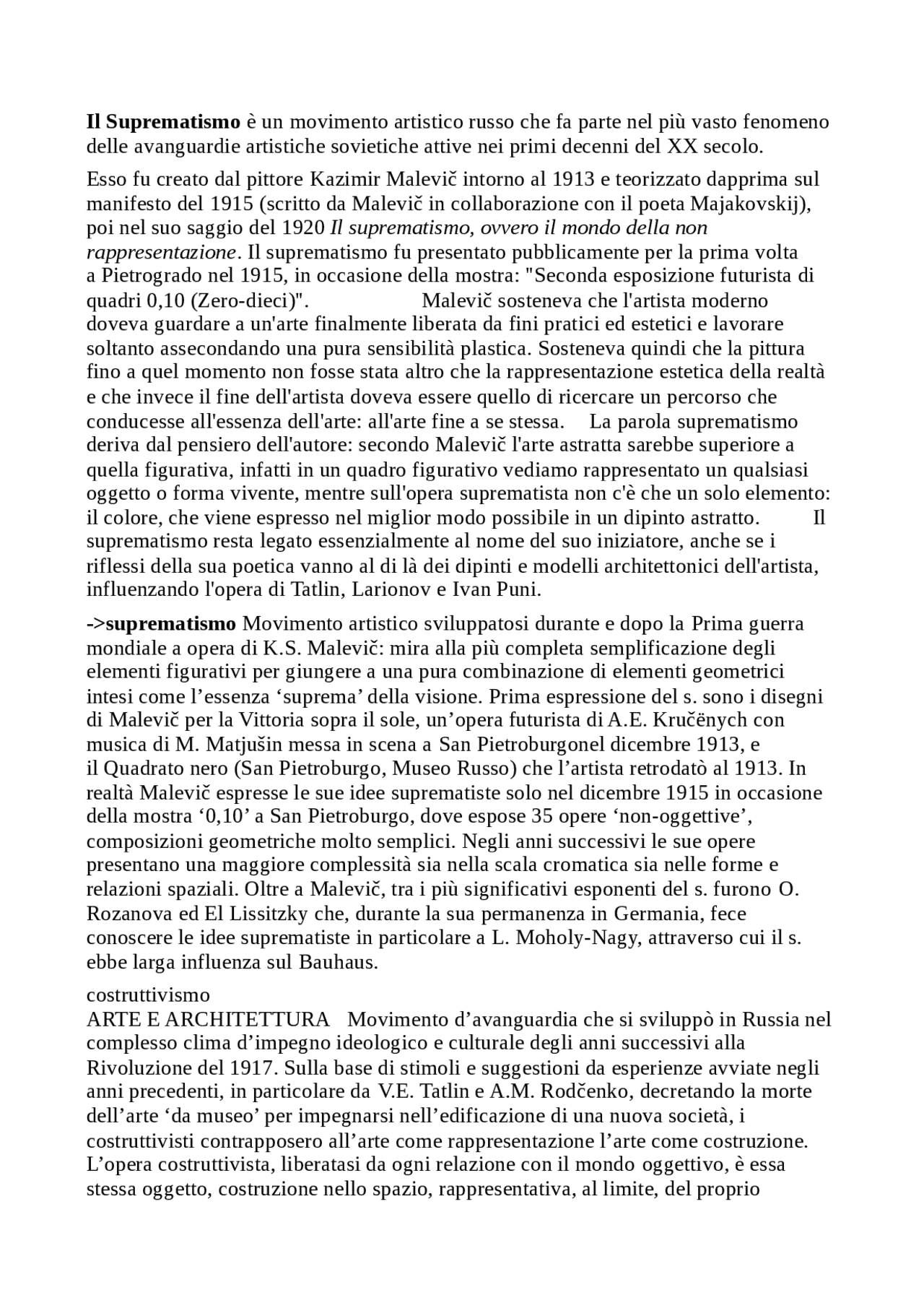 Il Suprematismo Russo Docsity