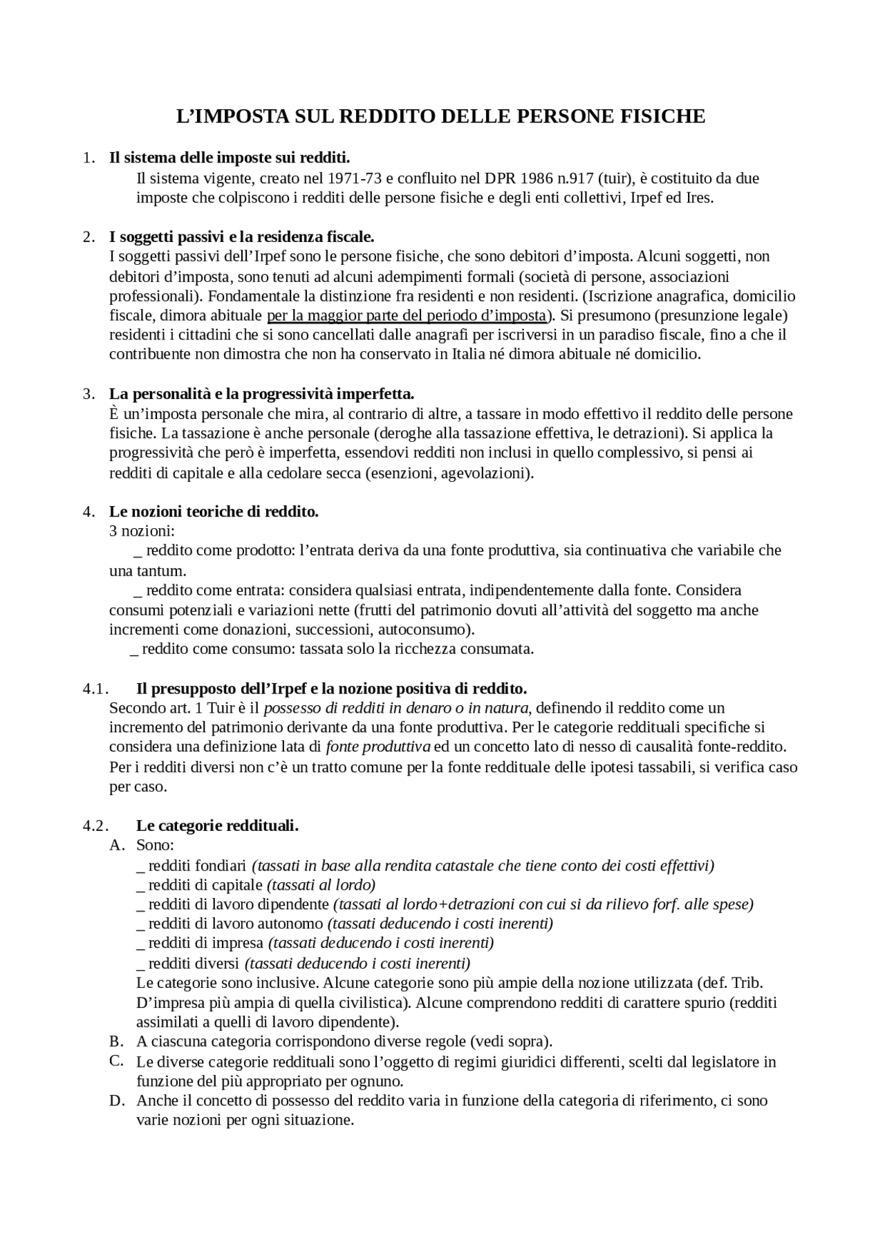Capitolo Itesauro Parte Speciale Docsity