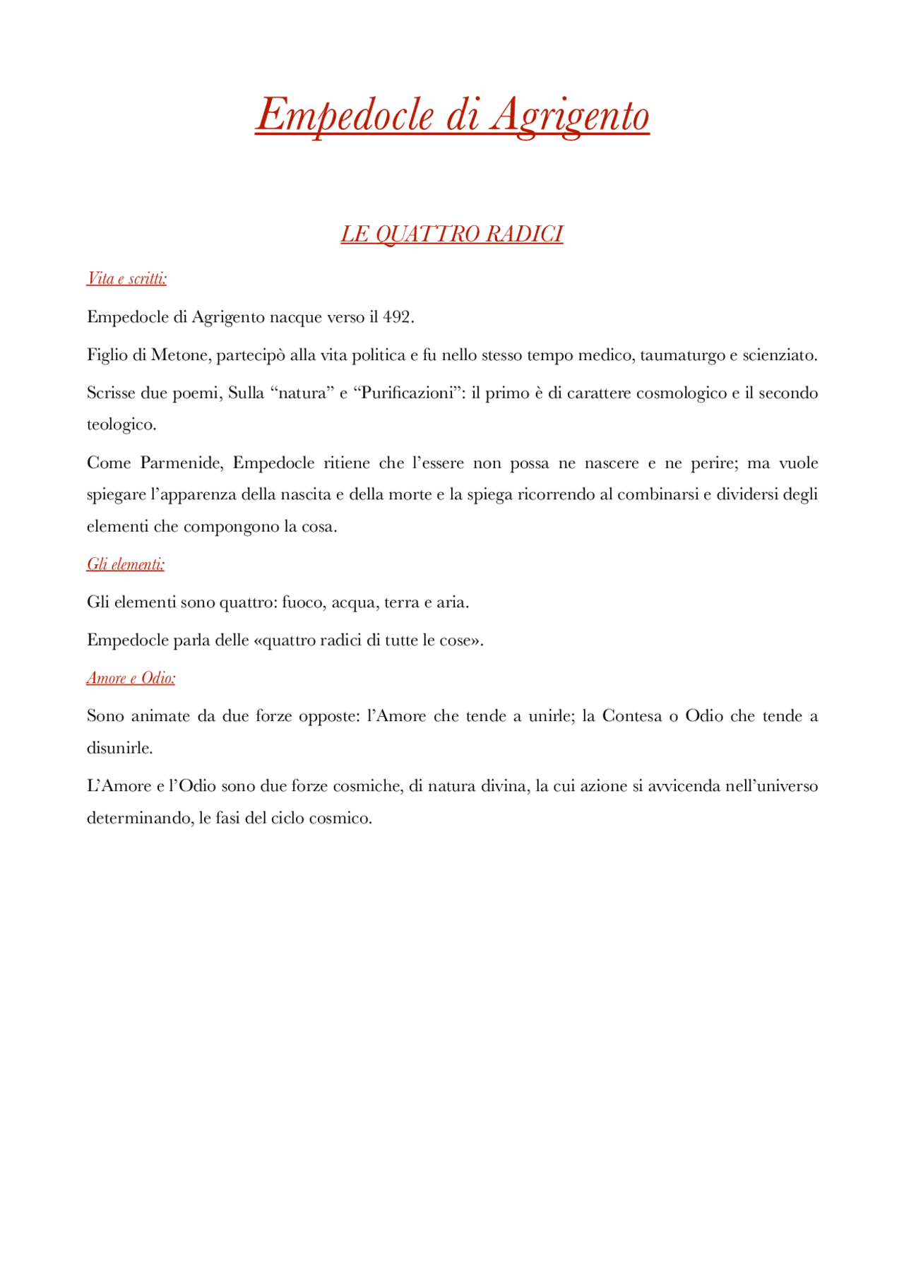 Empedocle Di Agrigento Docsity
