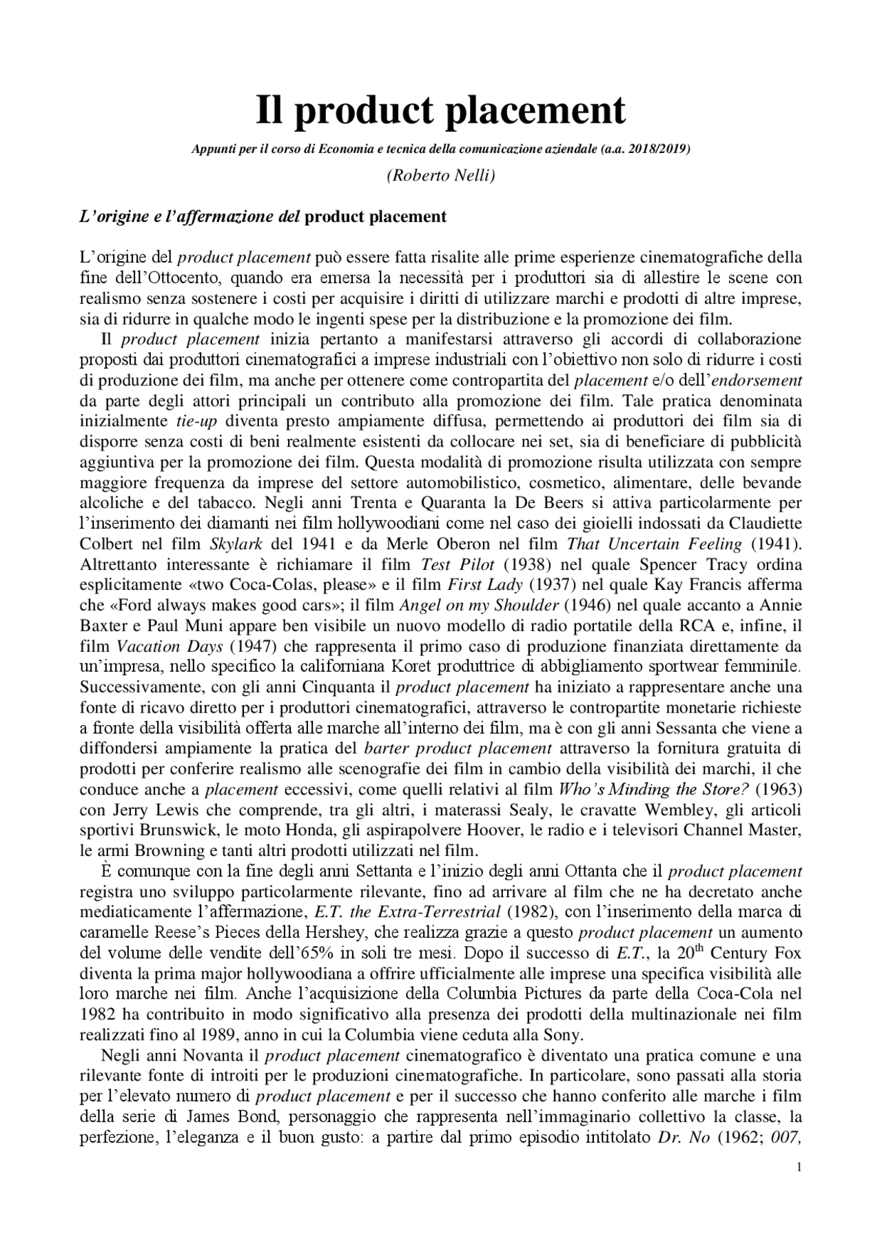 Appunti Product Placement Parte 2 Docsity