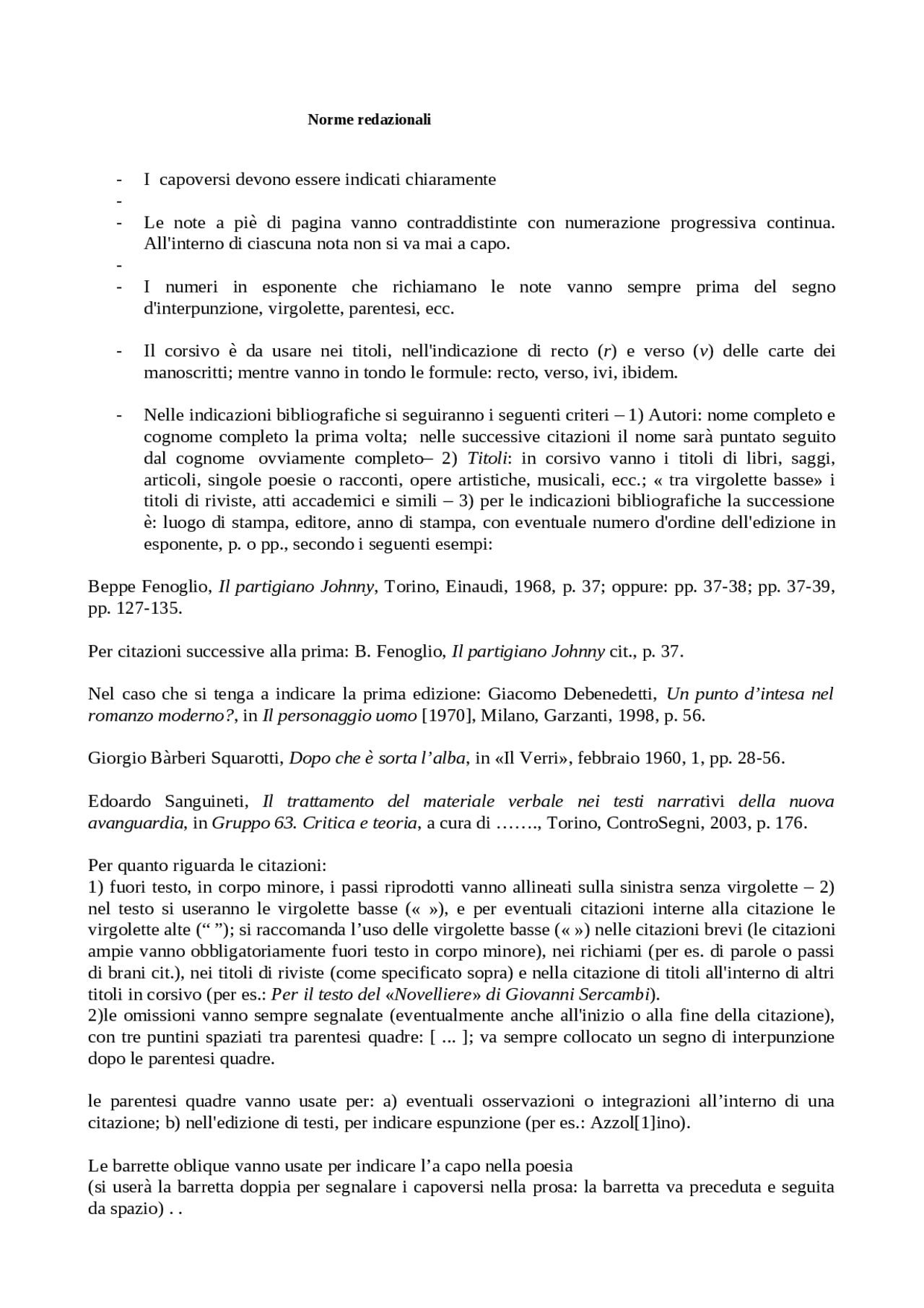 Norme Redazionali Tesi Triennale Docsity