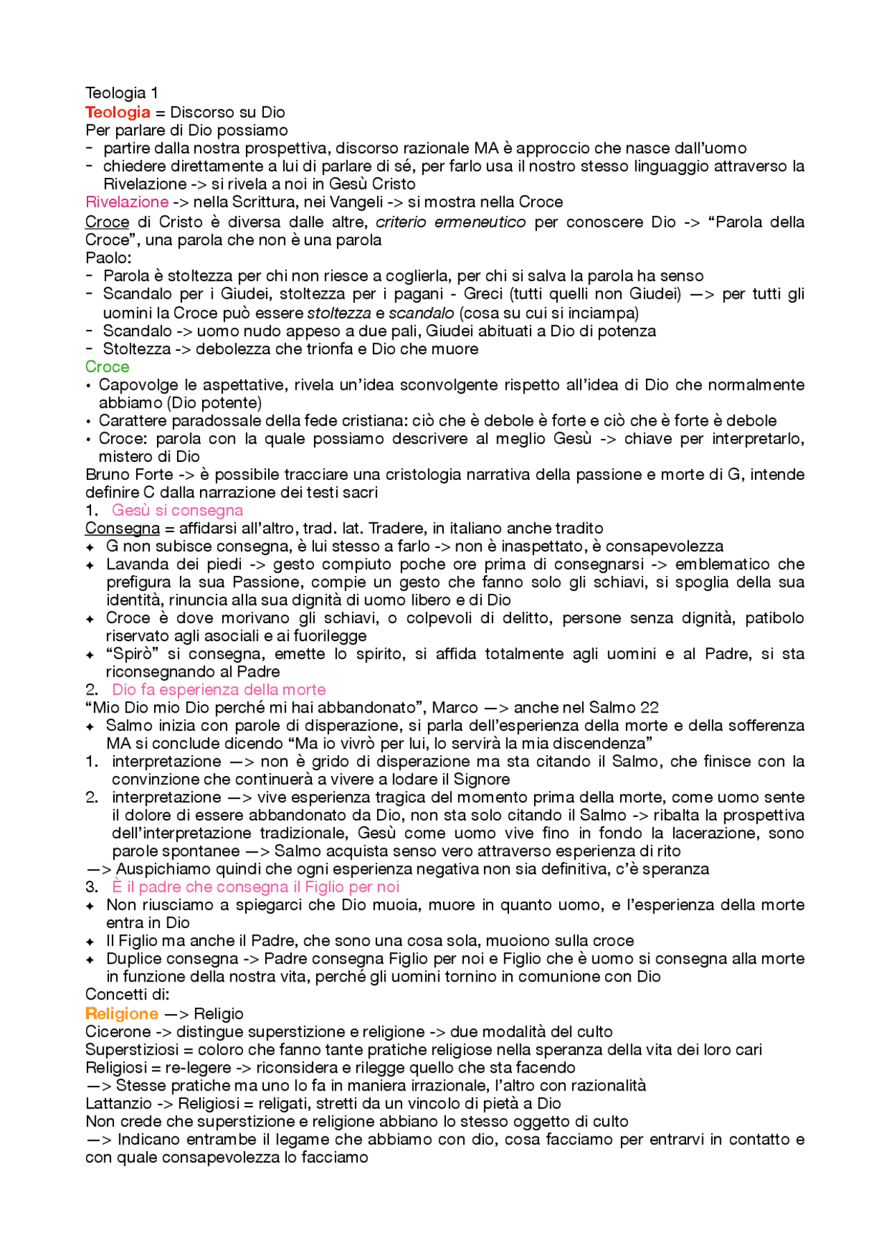 Appunti Teologia I Dezza Docsity