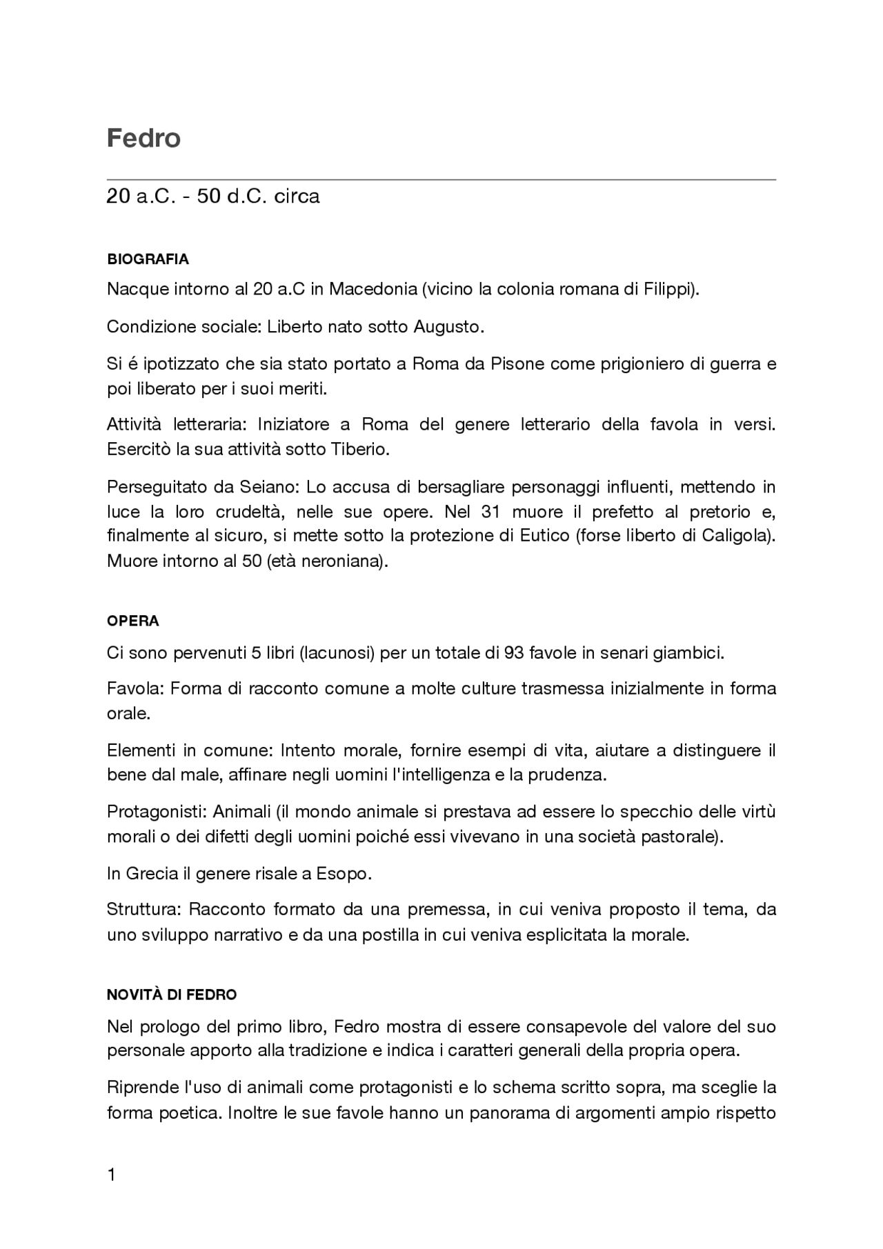 Autore Latino Fedro Vita E Opere Docsity