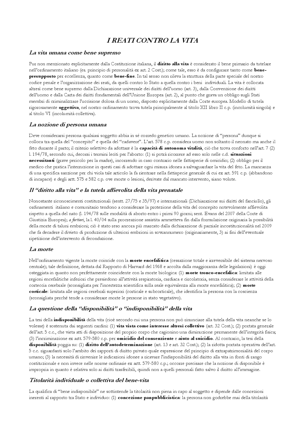 Principi Di Diritto Penale Parte Speciale Docsity