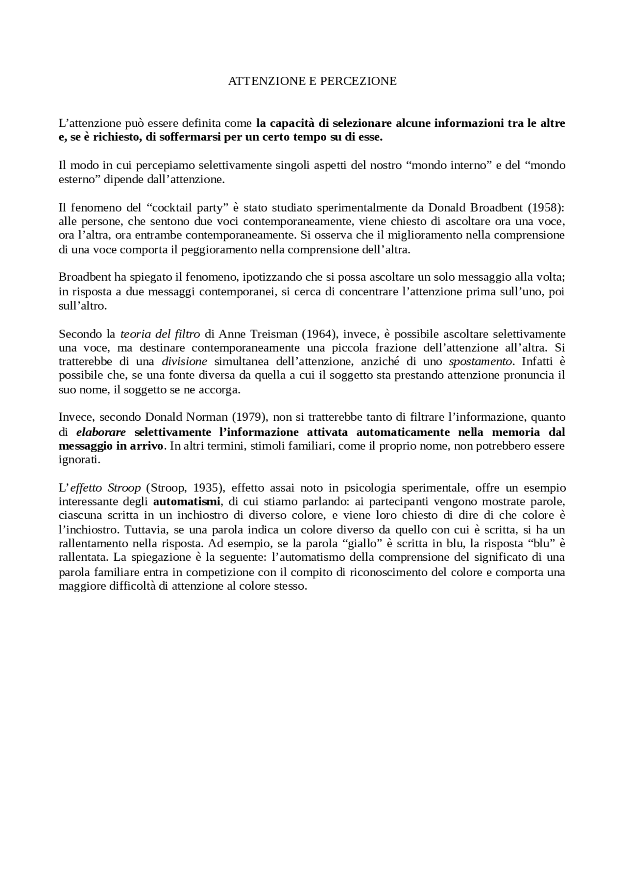 Appunti Sulattenzione Docsity