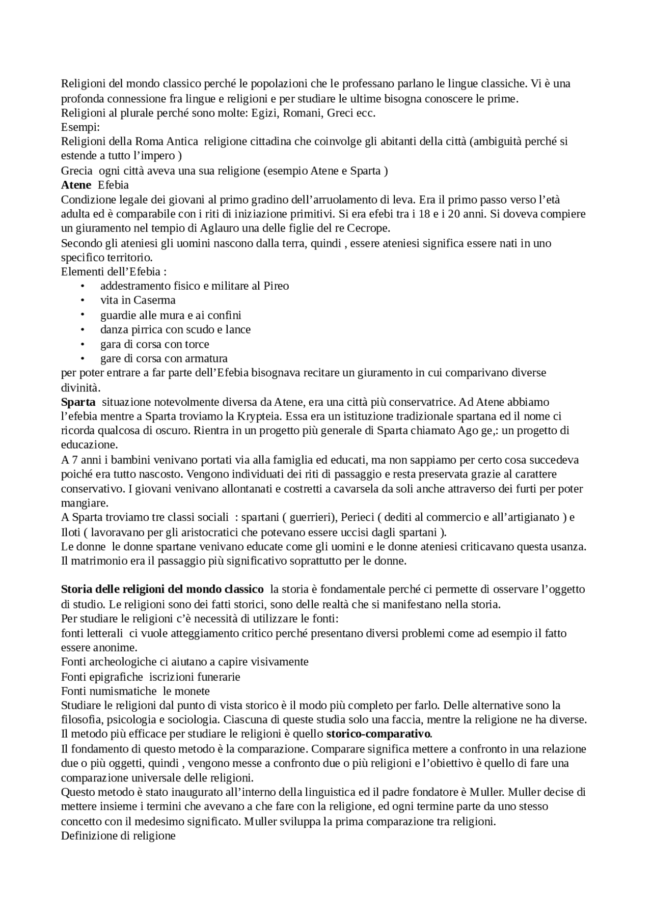 Appunti Religioni Del Mondo Classico Docsity