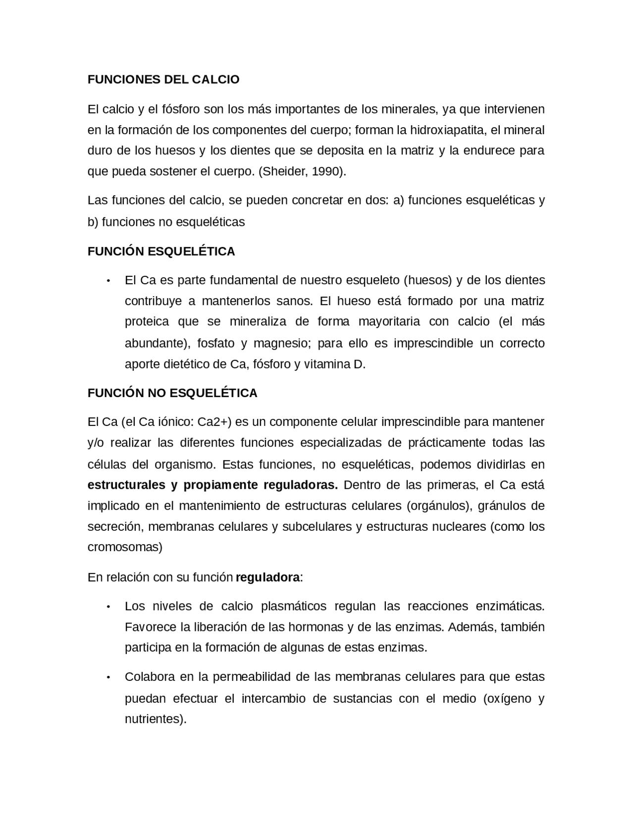Funciones del Calcio - Docsity