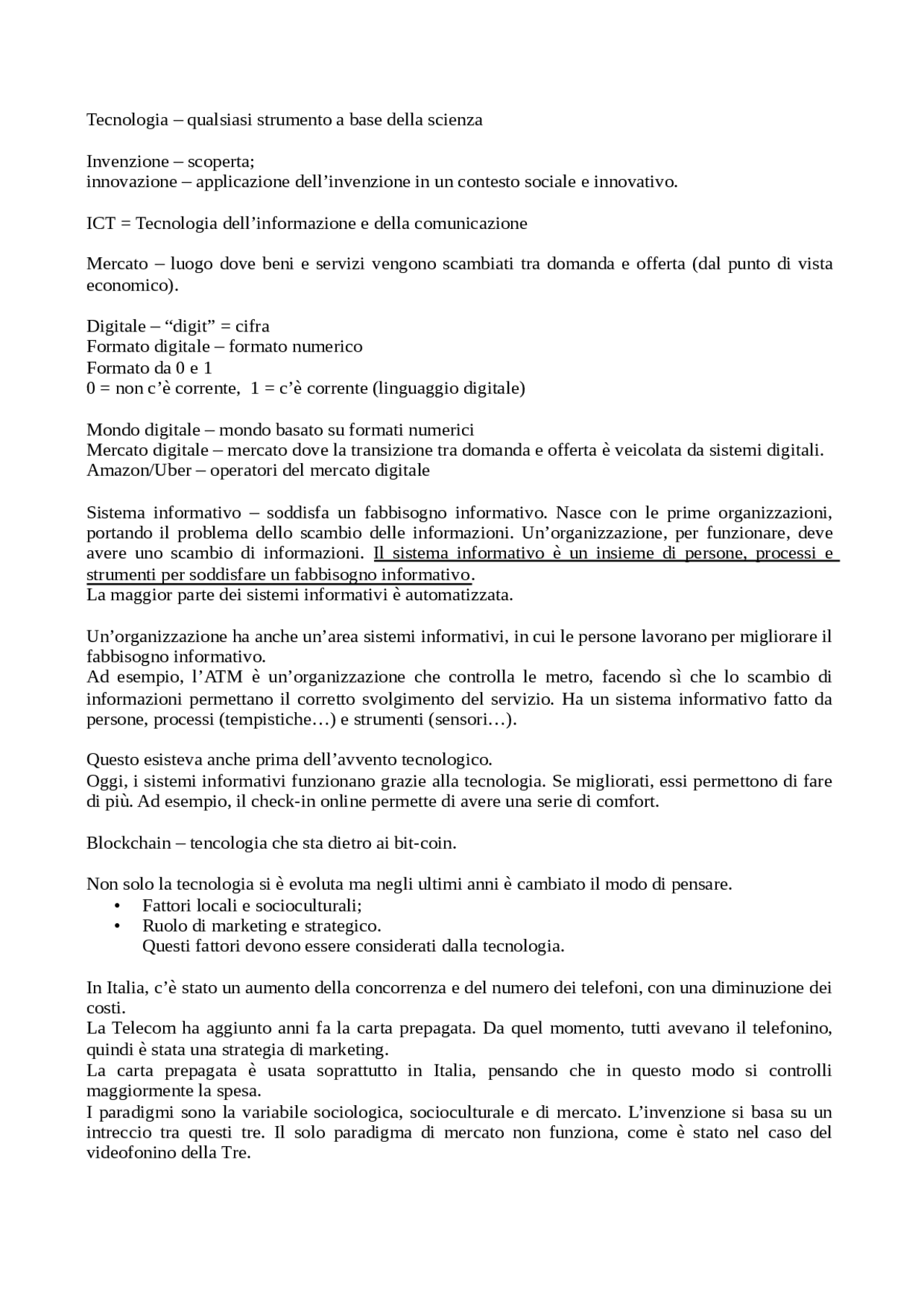 Sistemi Informativi E Trend Digitali Docsity
