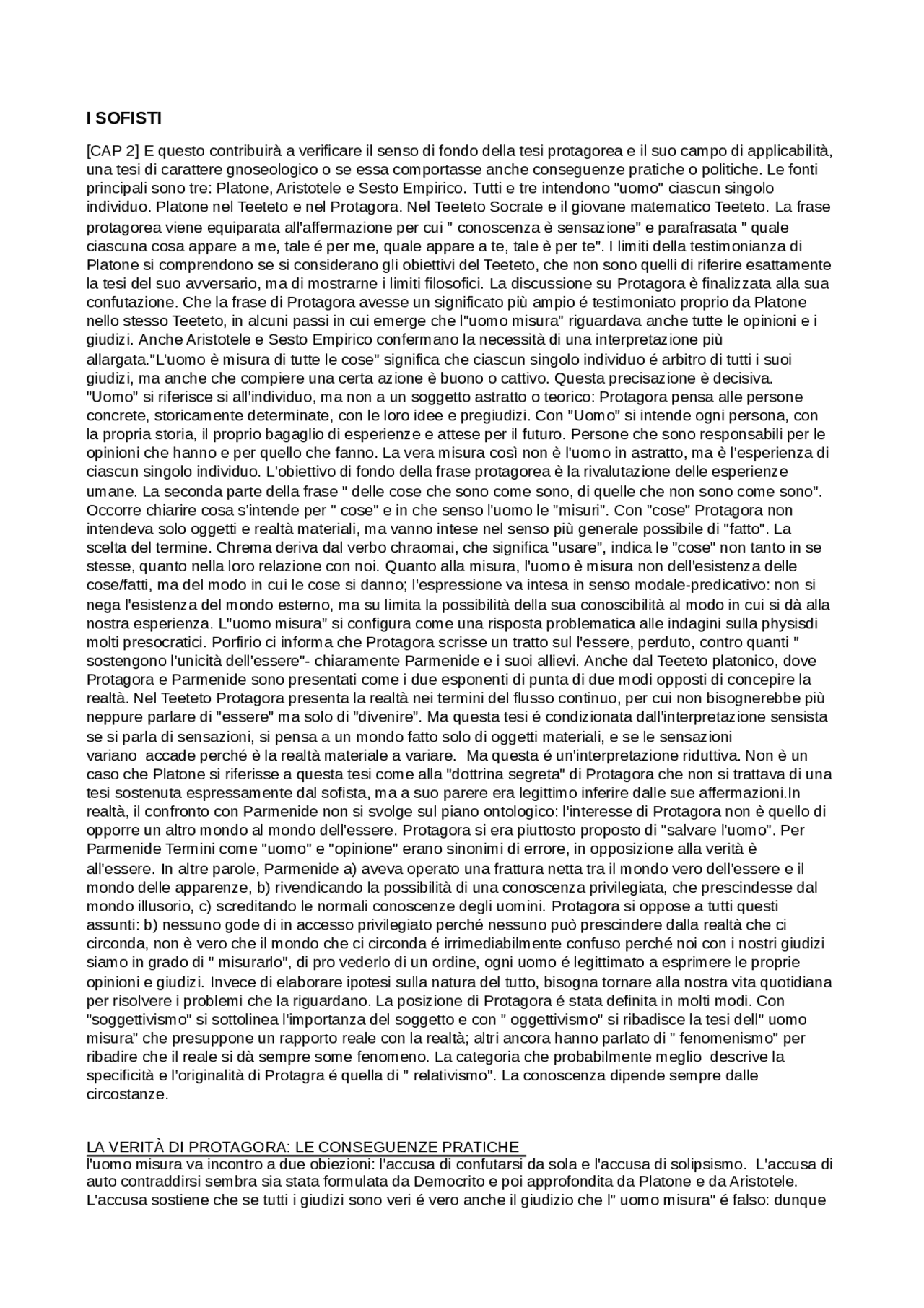 I Sofisti - M. Bonazzi | Dispense di Filosofia Greca | Docsity