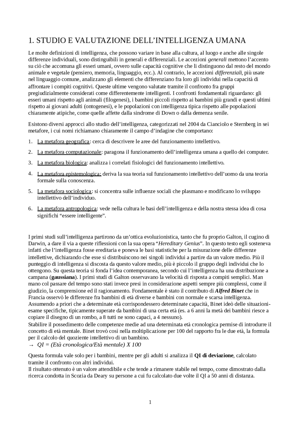 Riassunto Lintelligenza Di Cornoldi Docsity