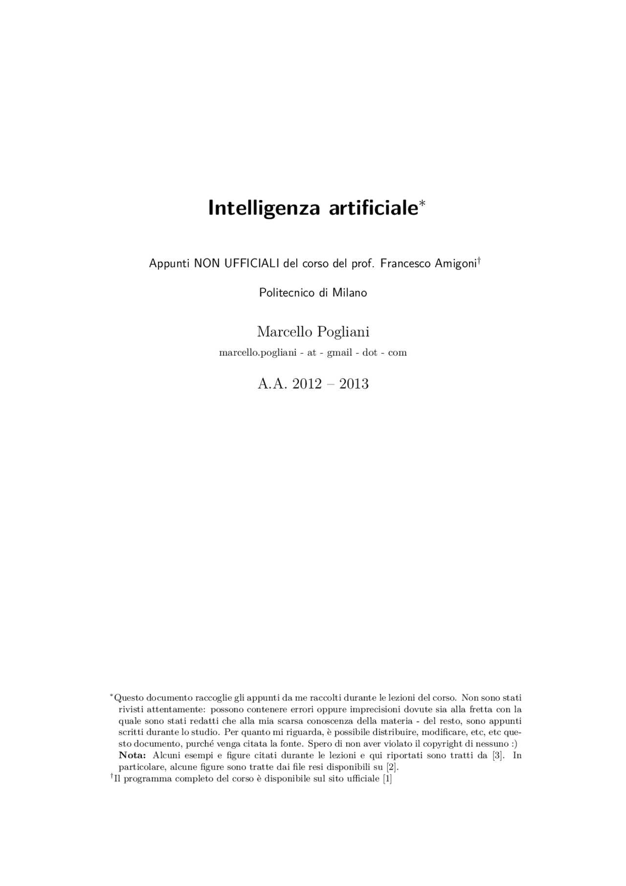 Appunti Intelligenza Artificiale Docsity