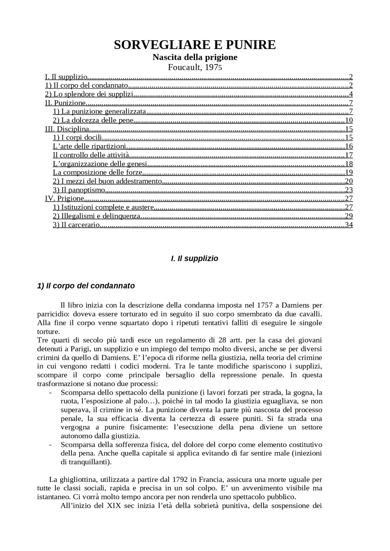 Riassunto Sorvegliare E Punire Appunti Di Diritto Docsity
