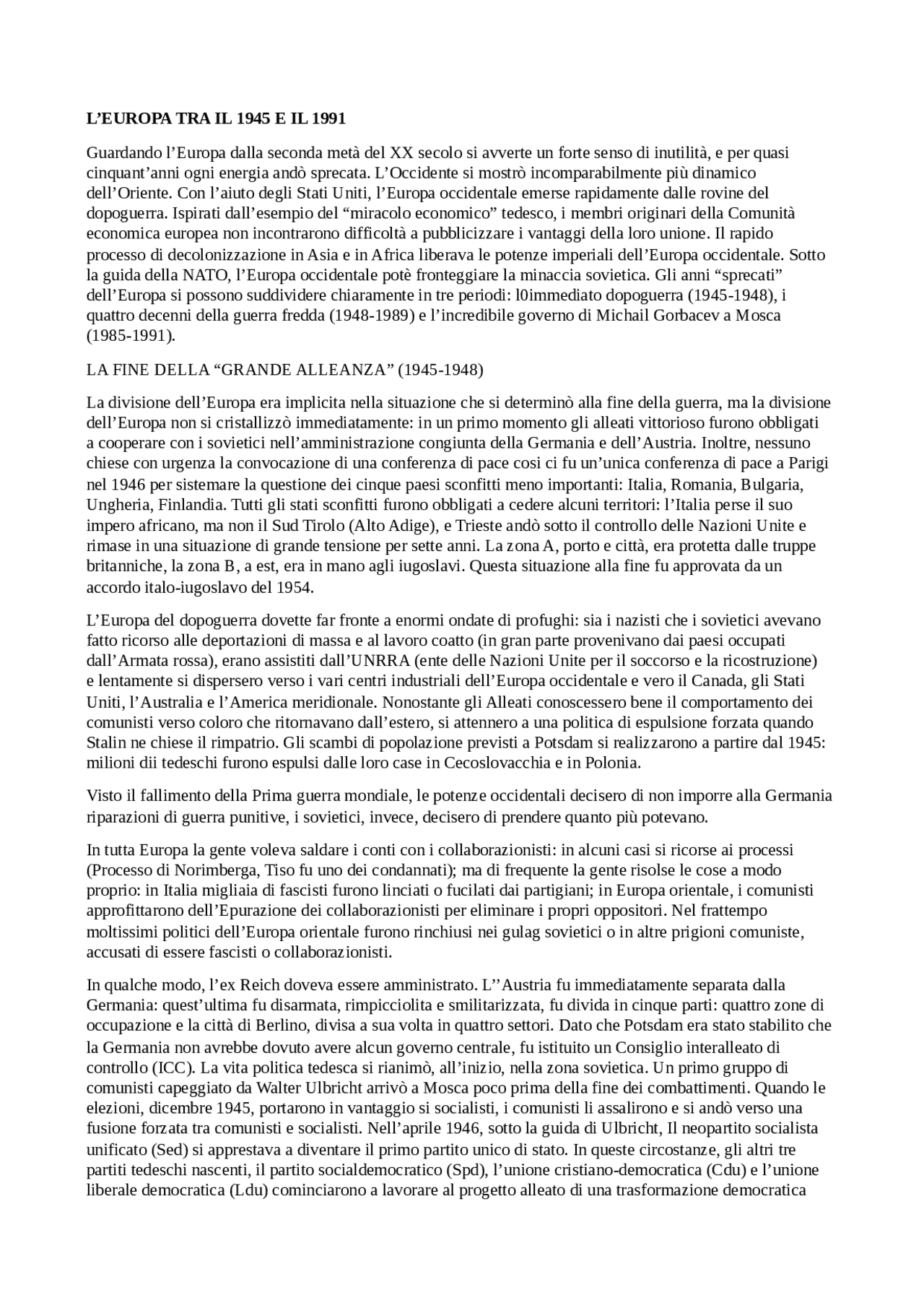 Esame Storia Contemporanea Prof Dalessio Docsity
