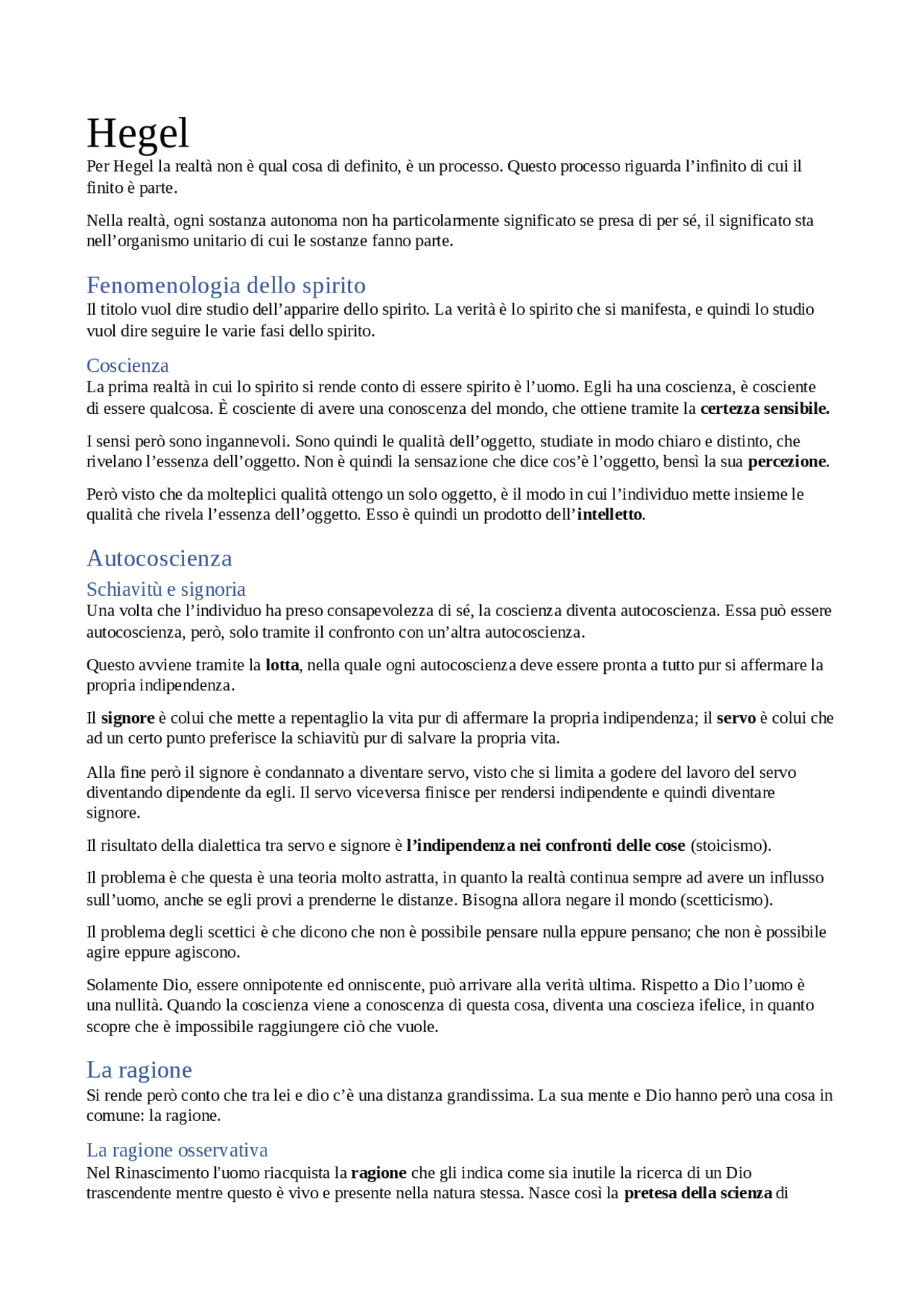 Il Pensiero Di Hegel Docsity