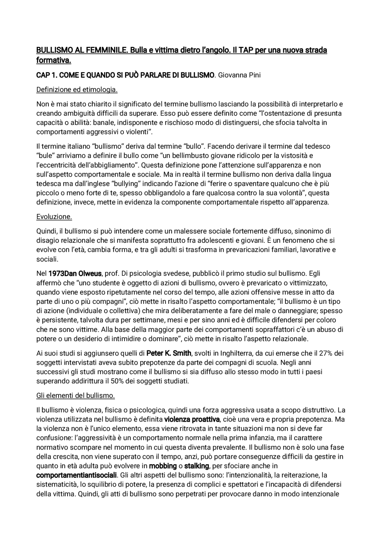 Bullismo Al Femminile Docsity