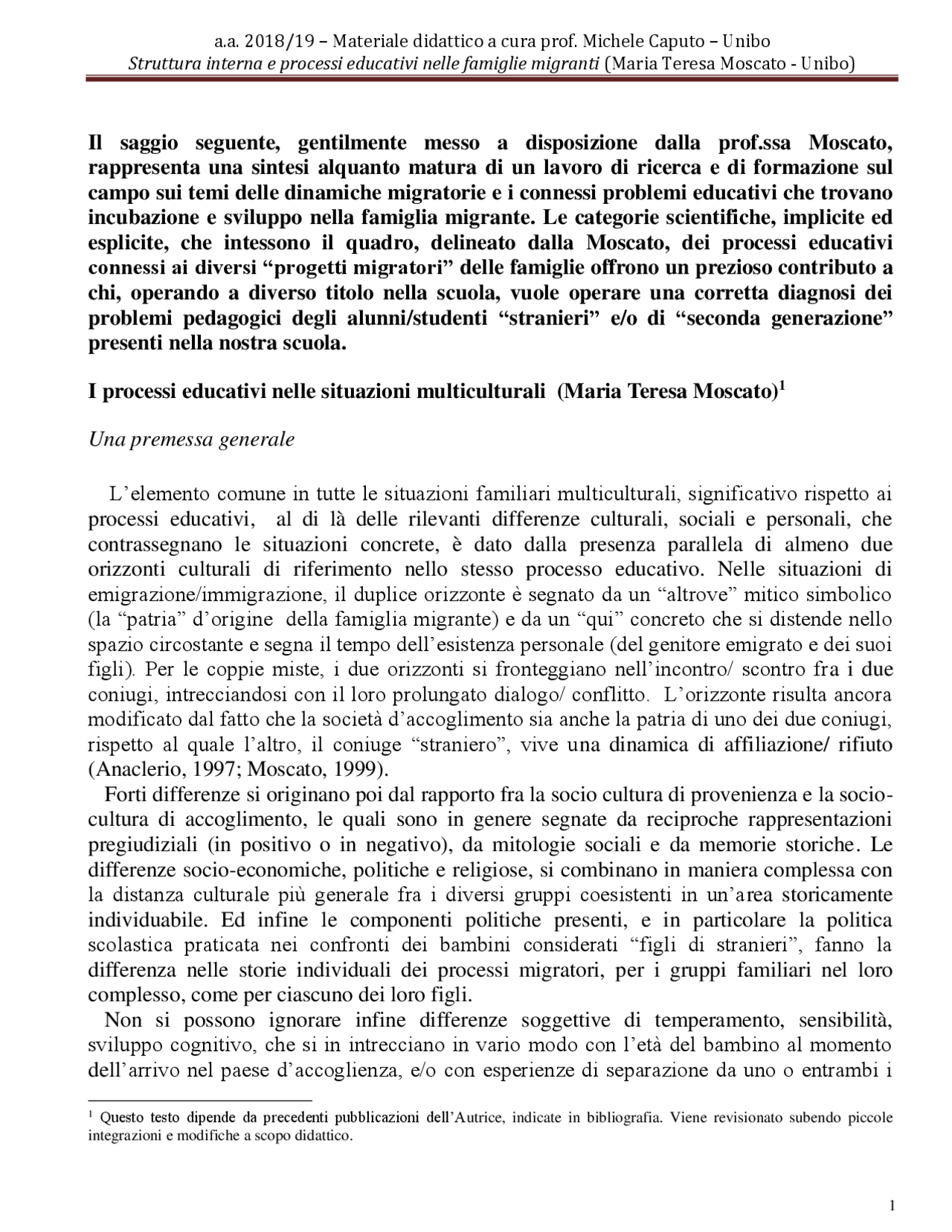 Famiglie E Migrazioni Docsity