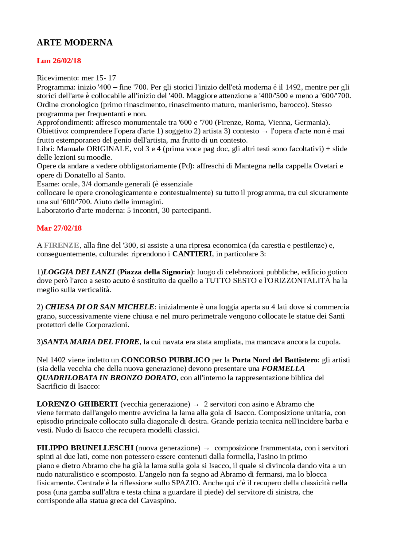 Arte Moderna Appunti Docsity