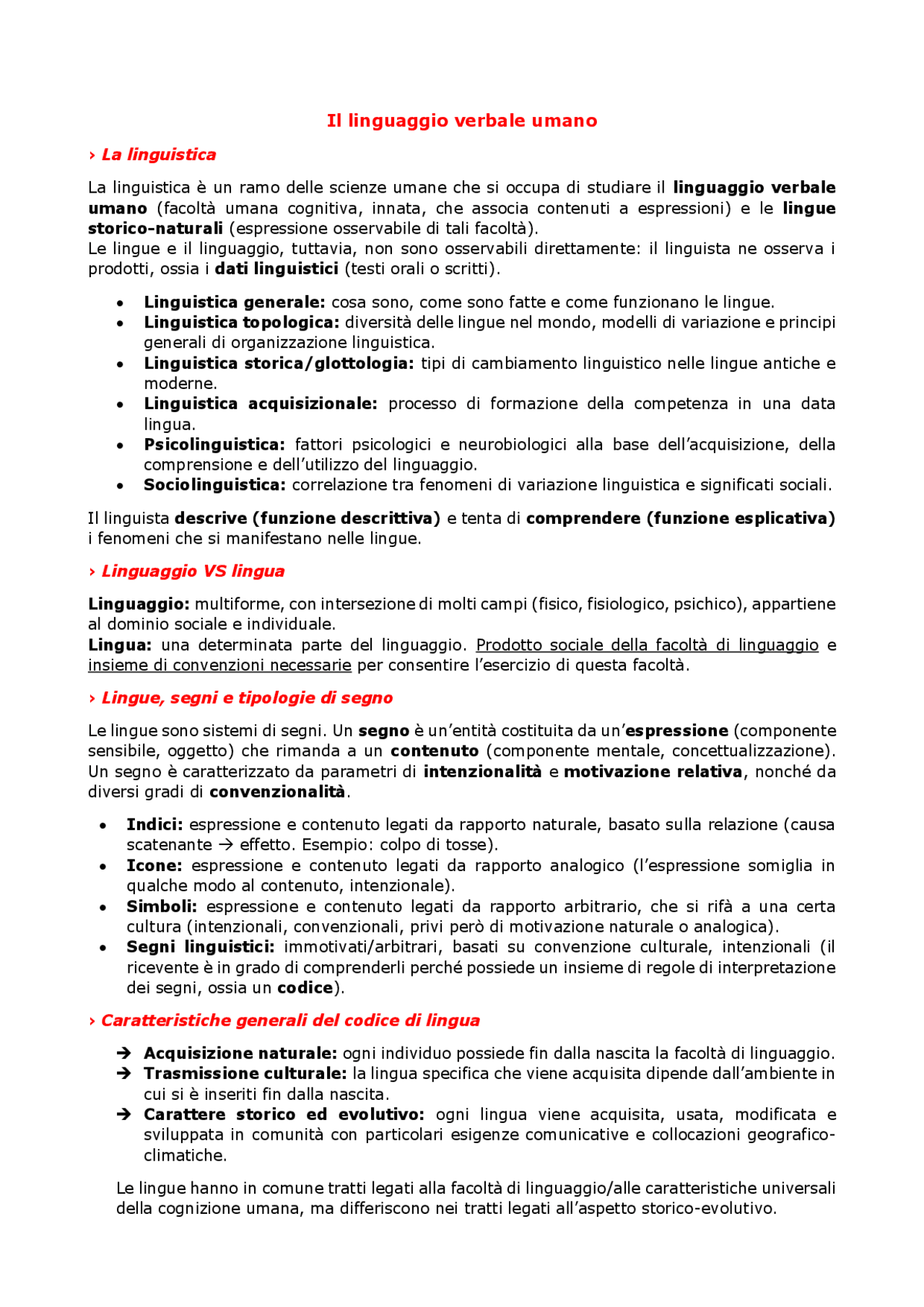 Riassunti Slide Parte I Glottologia E Linguistica Docsity