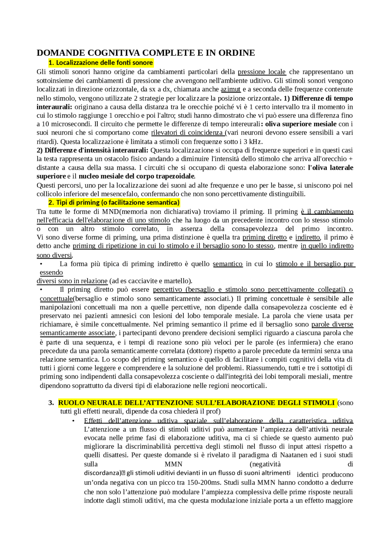 Domande Di Cognitiva Docsity
