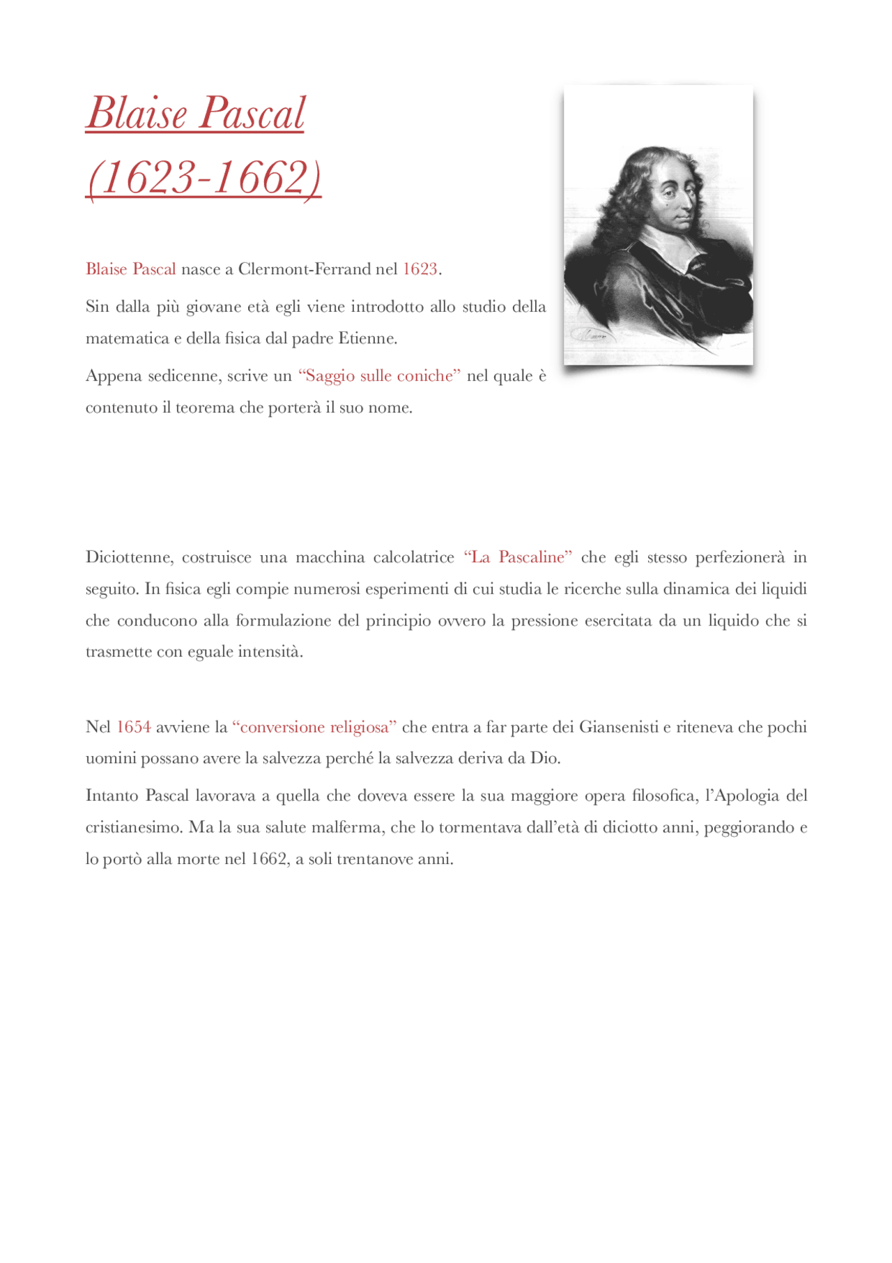 Filosofia Blaise Pascal Docsity