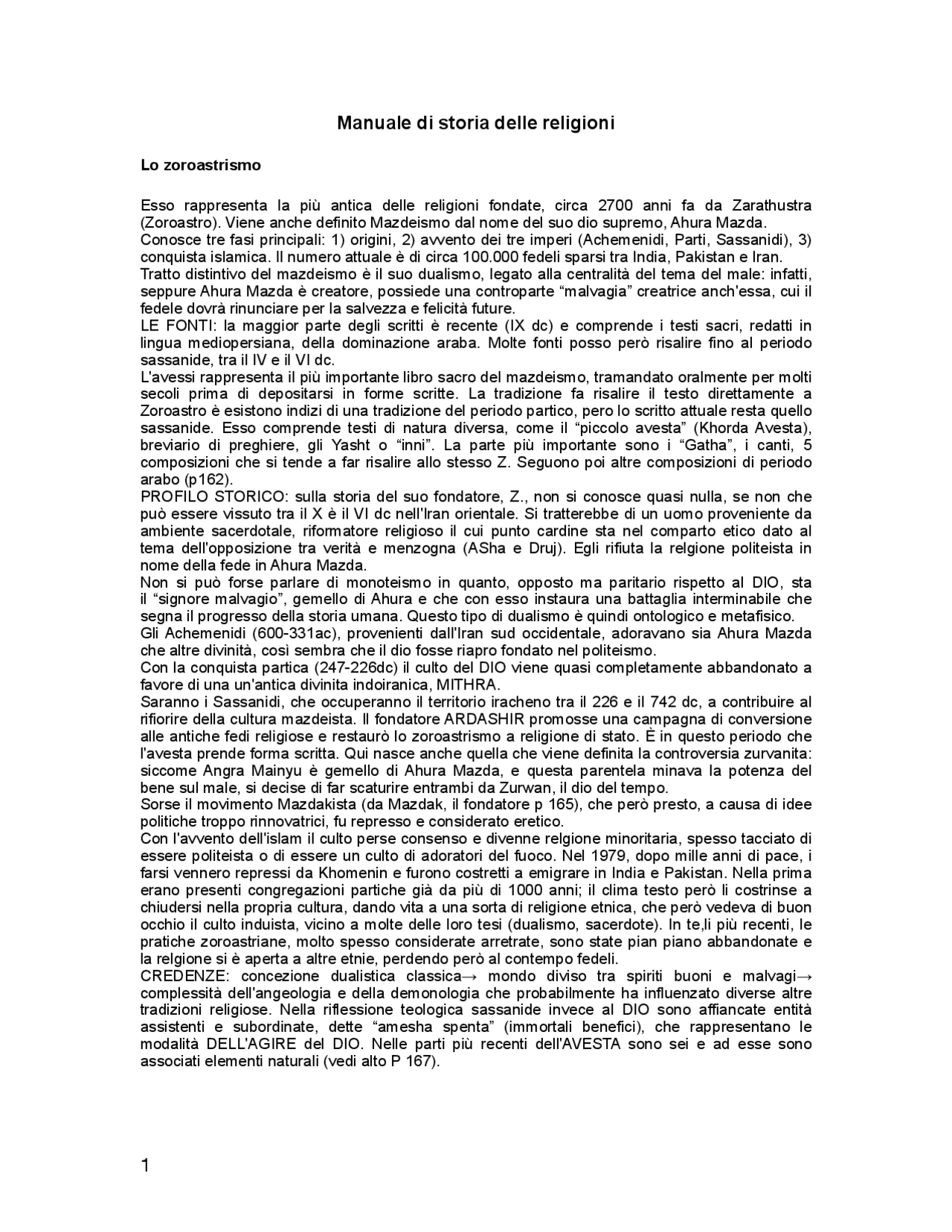 Storia Delle Religioni Docsity