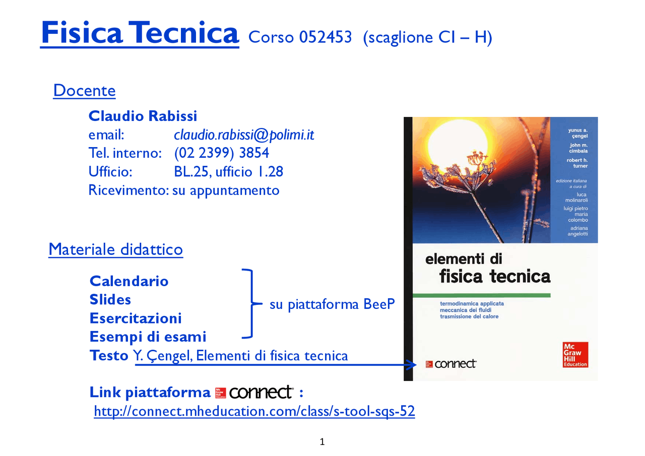 Lezione 1 Di Fisica Tecnica Docsity
