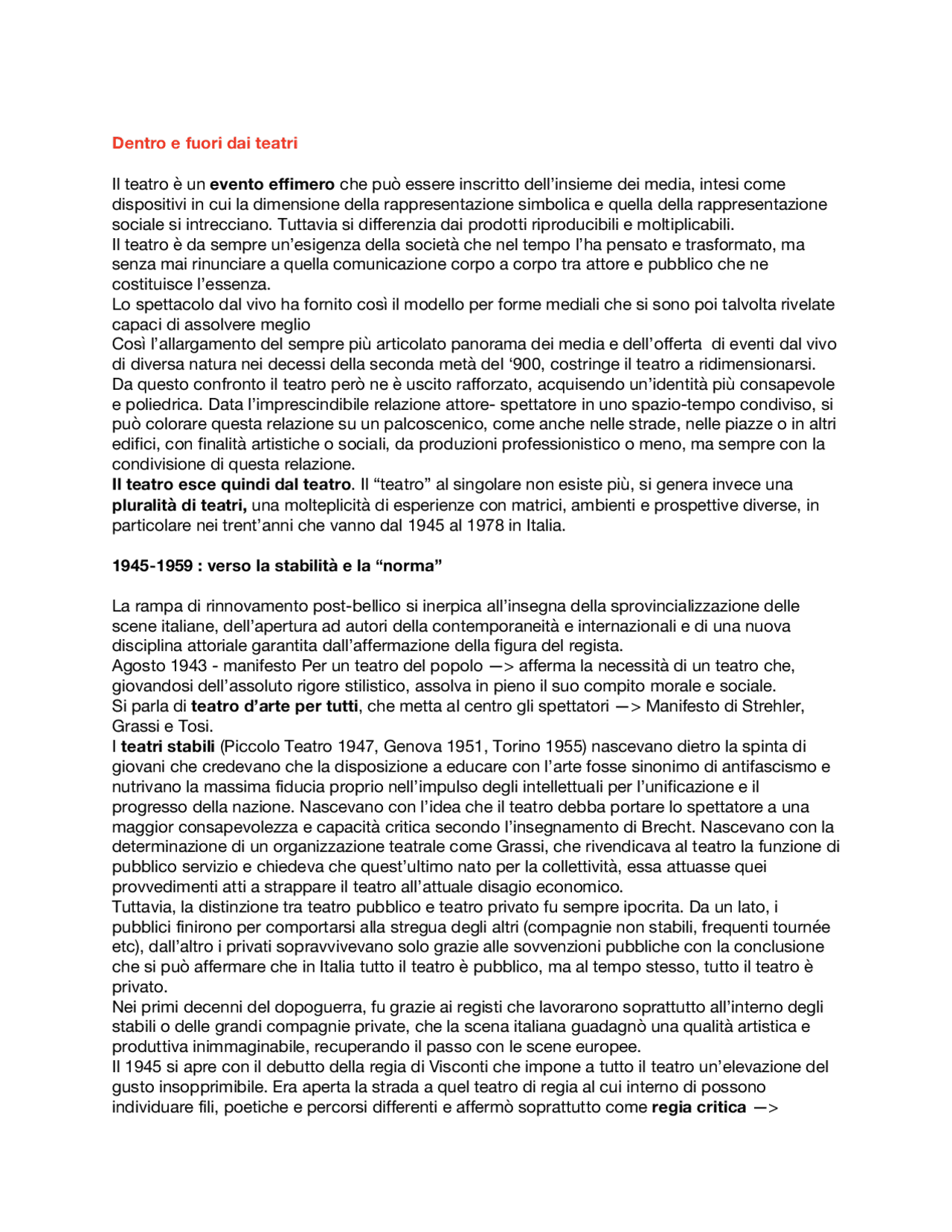 Riassunto Organizzazione Di Eventi E Degli Arti Performative Docsity