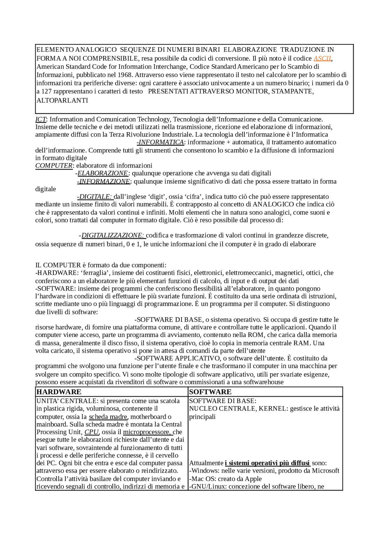 Appunti Con Concetti Principali Di Informatica Docsity