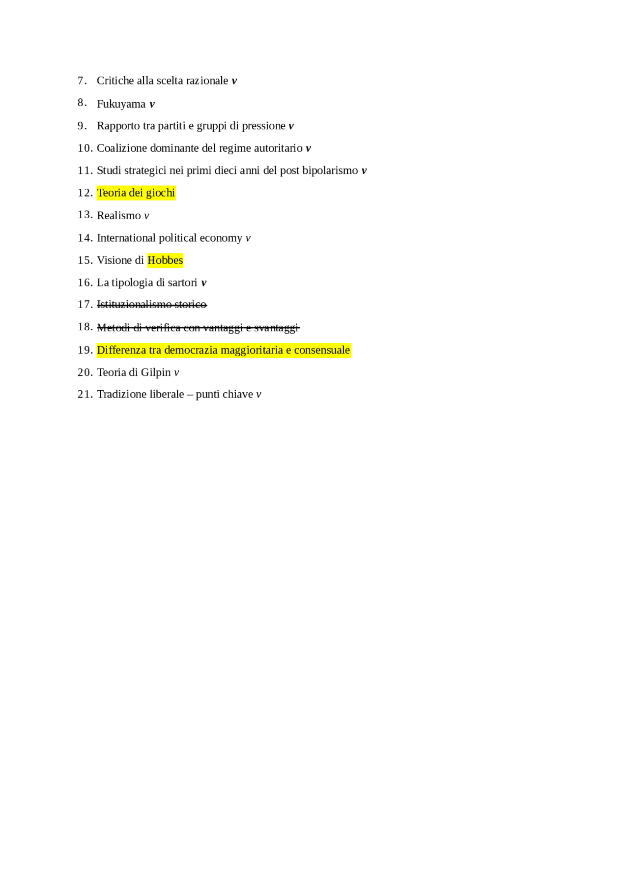 Domande Esame Scienze Politiche Docsity