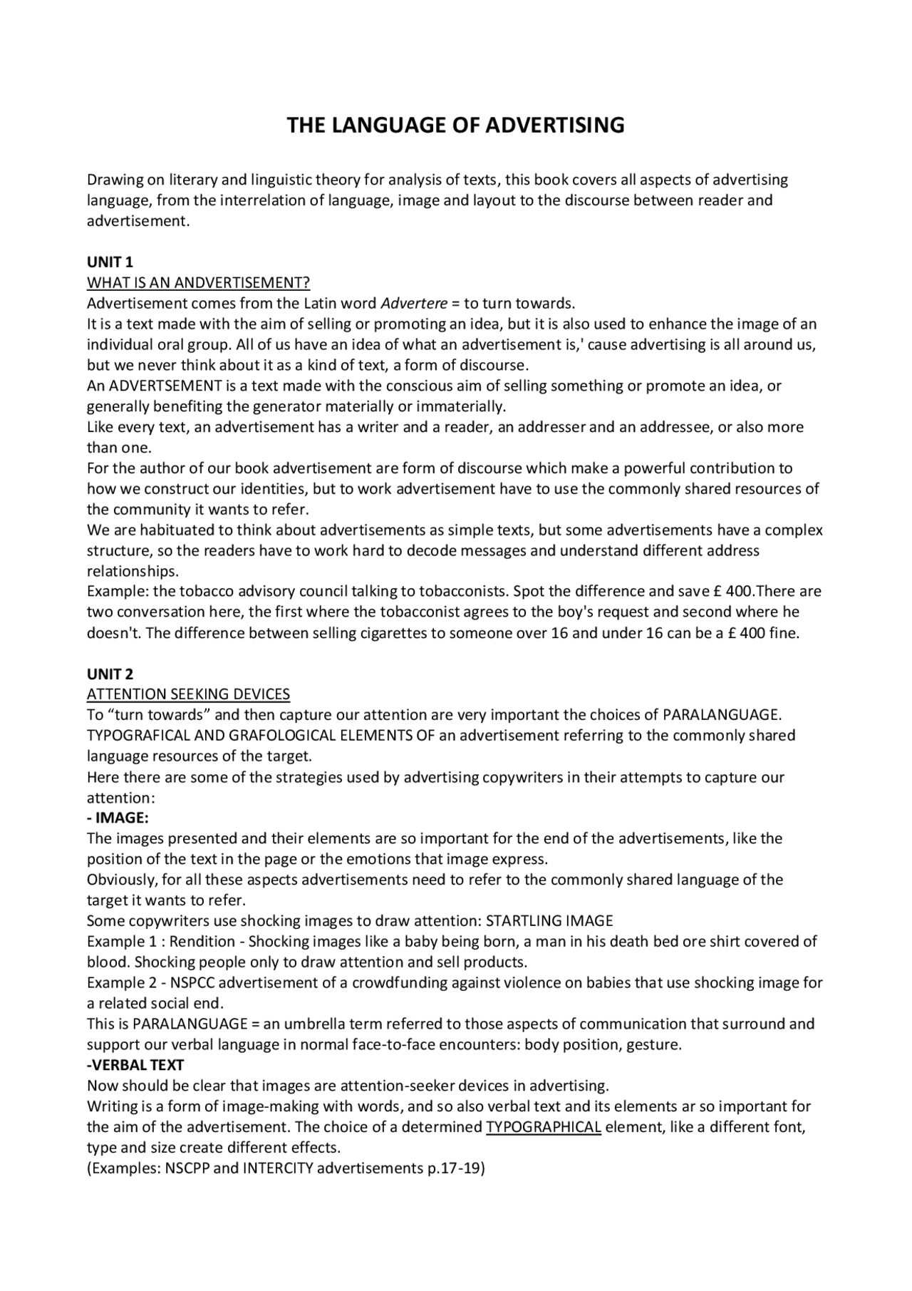 The language of advertising A.Goddard - Docsity