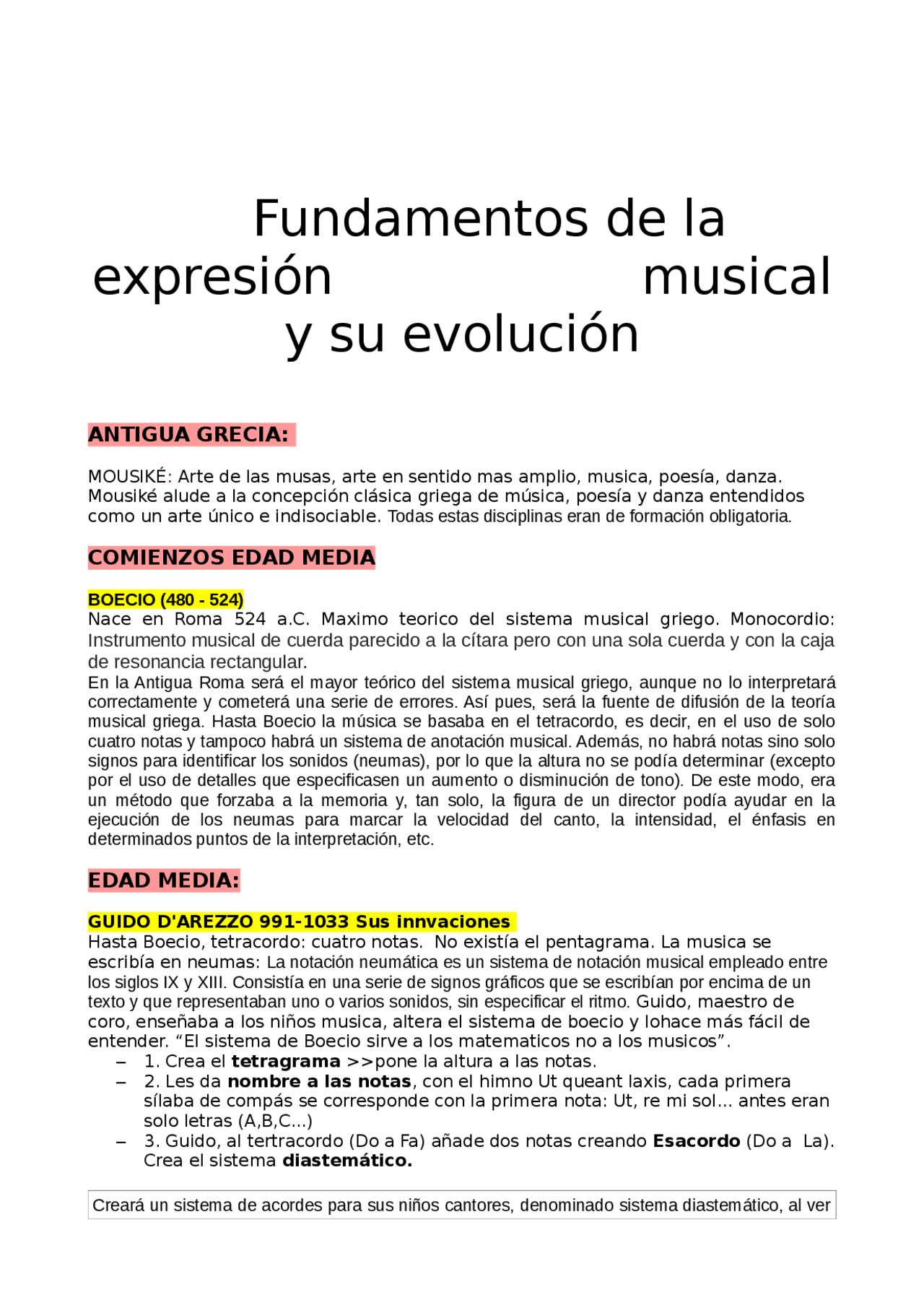 Fundamentos de la expresión musical | Apuntes de Música | Docsity